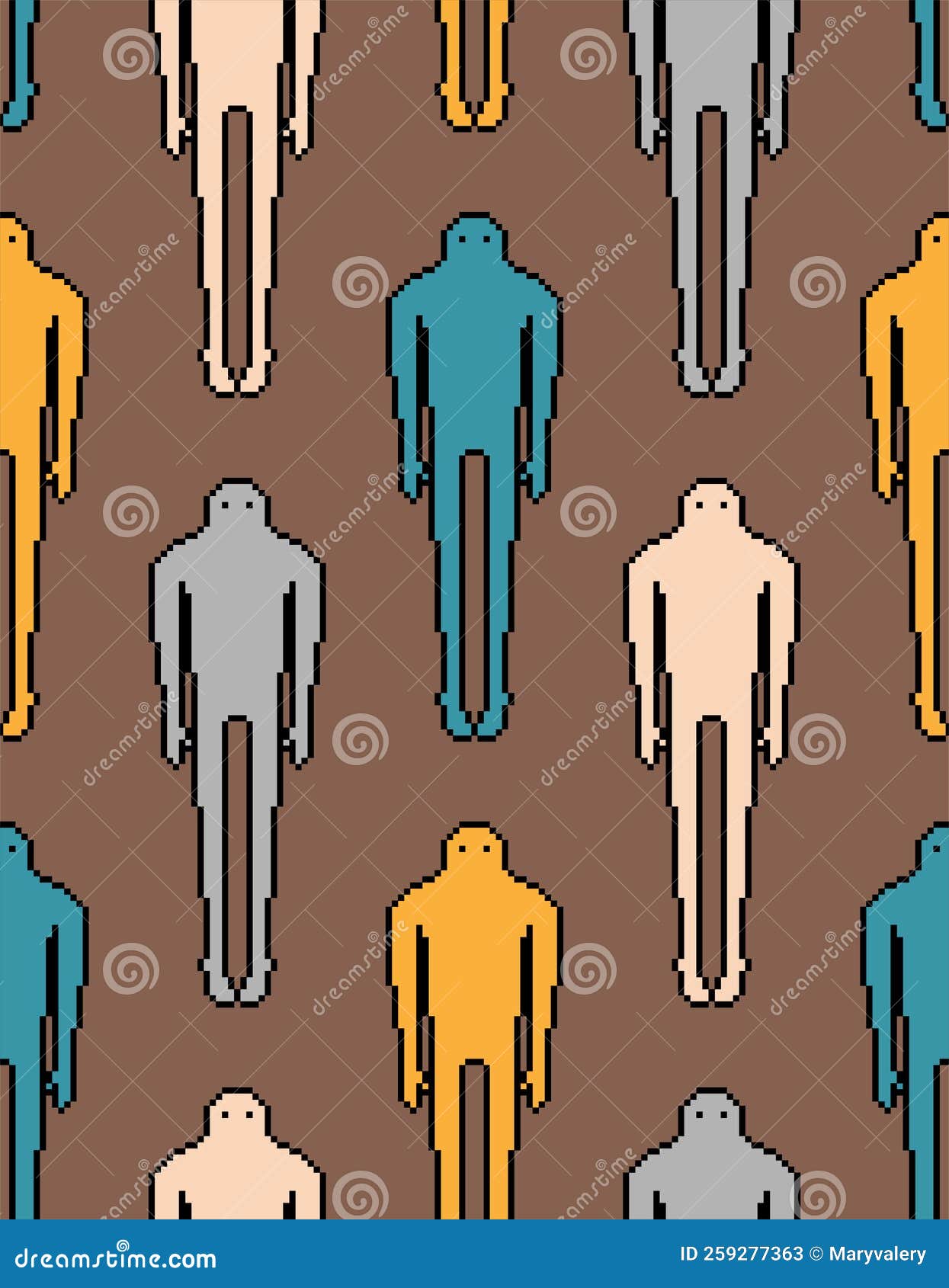 Ghost Pixel Art Pattern Seamless. 8 Bit Human Phantom Background Stock ...