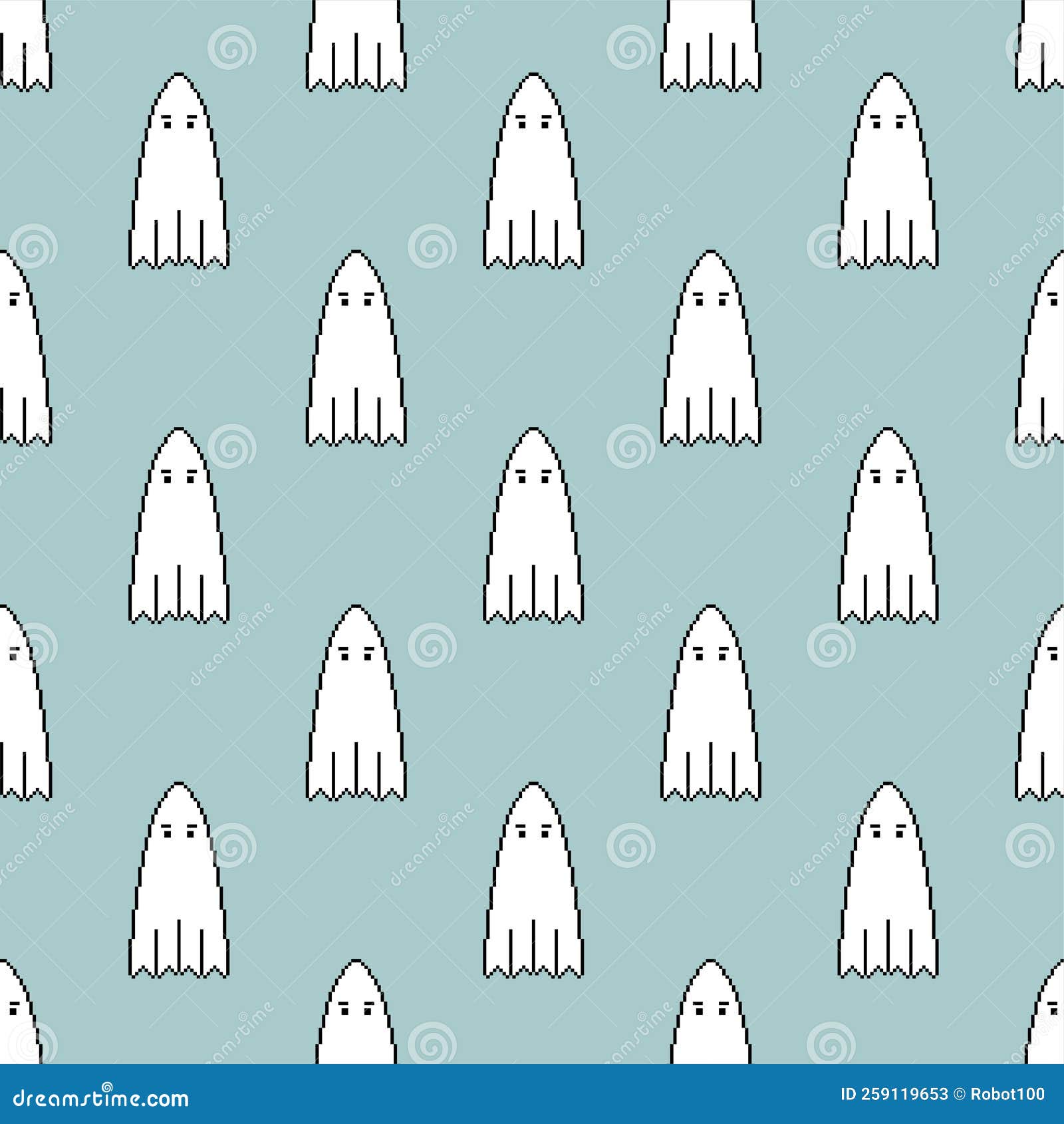 Ghost Pixel Art. Spooky Cartoon Pixelated 8 Bit. Vector Illustration ...