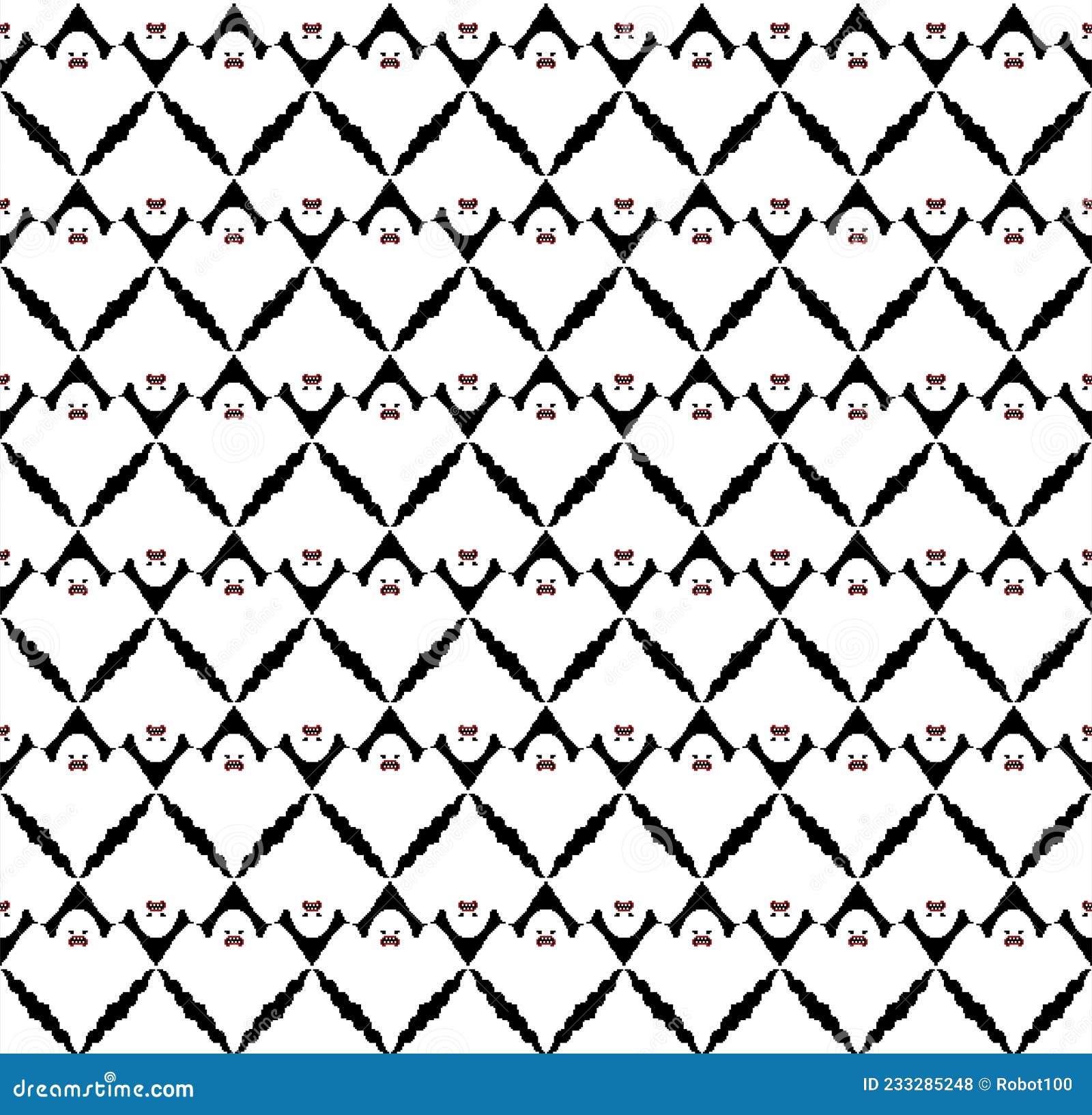 Ghost Pixel Art Pattern Seamless. Spooky Cartoon Pixelated Background ...