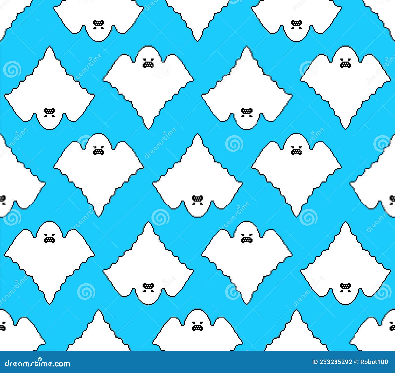 Ghost Pixel Art Pattern Seamless. Spooky Cartoon Pixelated Background ...