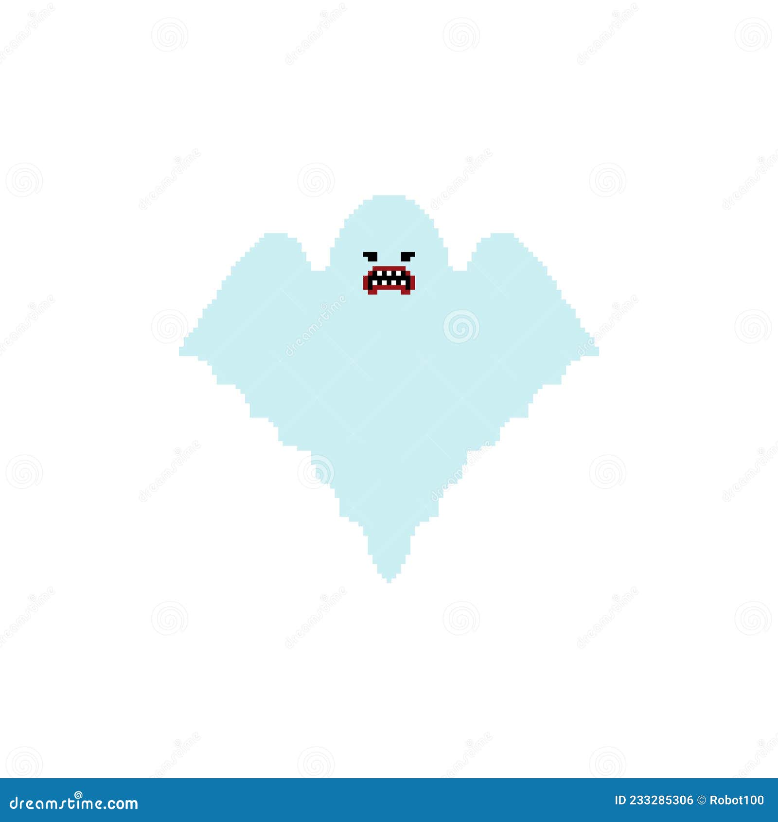 Ghost Pixel Art. Spooky Cartoon Pixelated 8 Bit Stock Vector ...