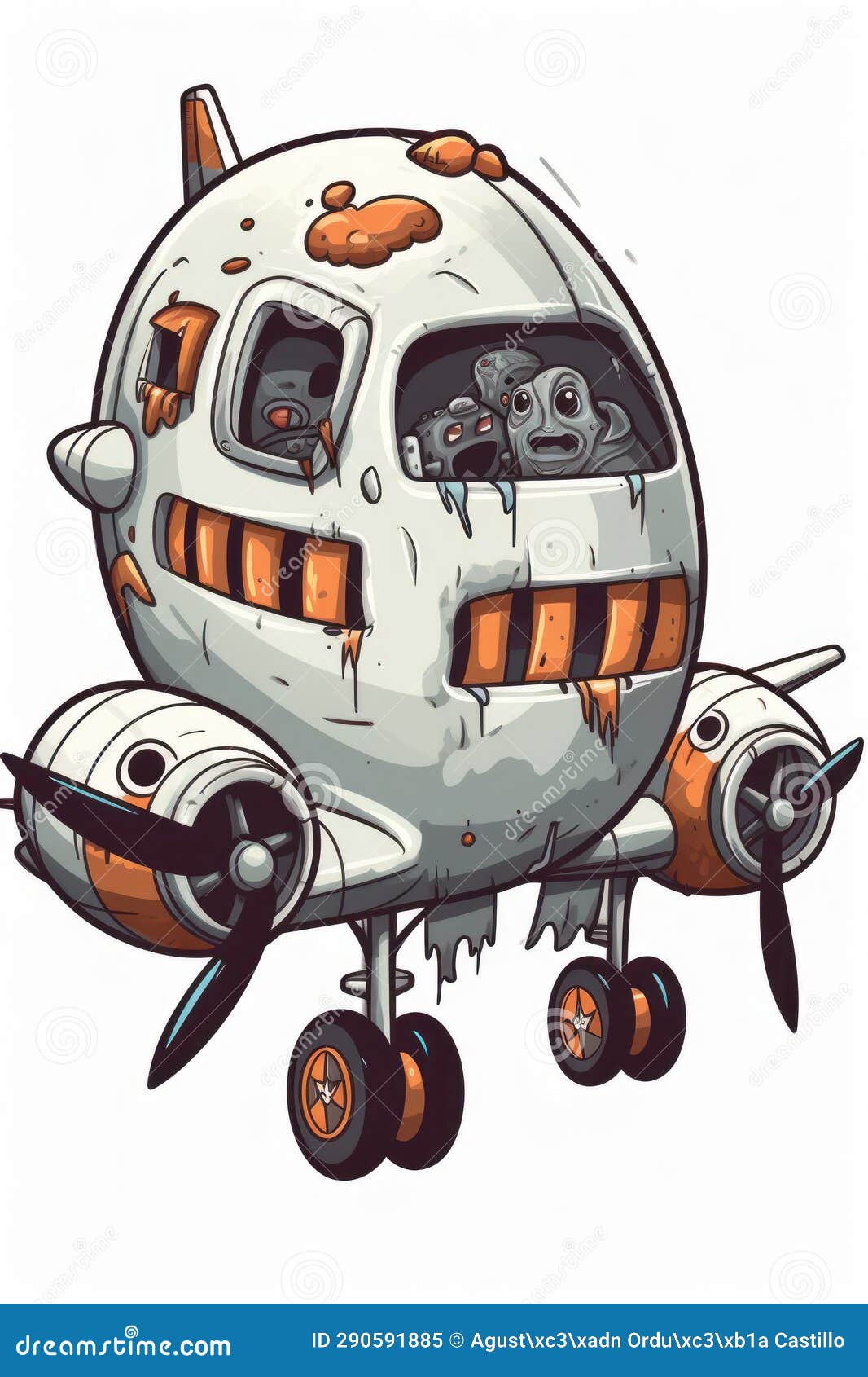 Ghost Plane Cartoon. Halloween Illustration. Stock Illustration ...