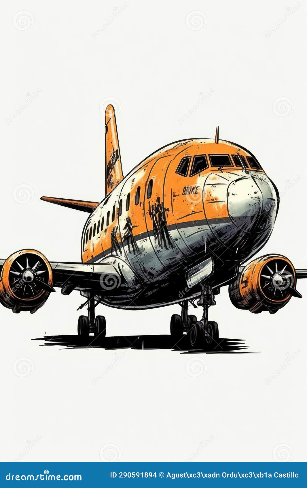 Ghost Plane Cartoon. Halloween Illustration. Stock Illustration ...