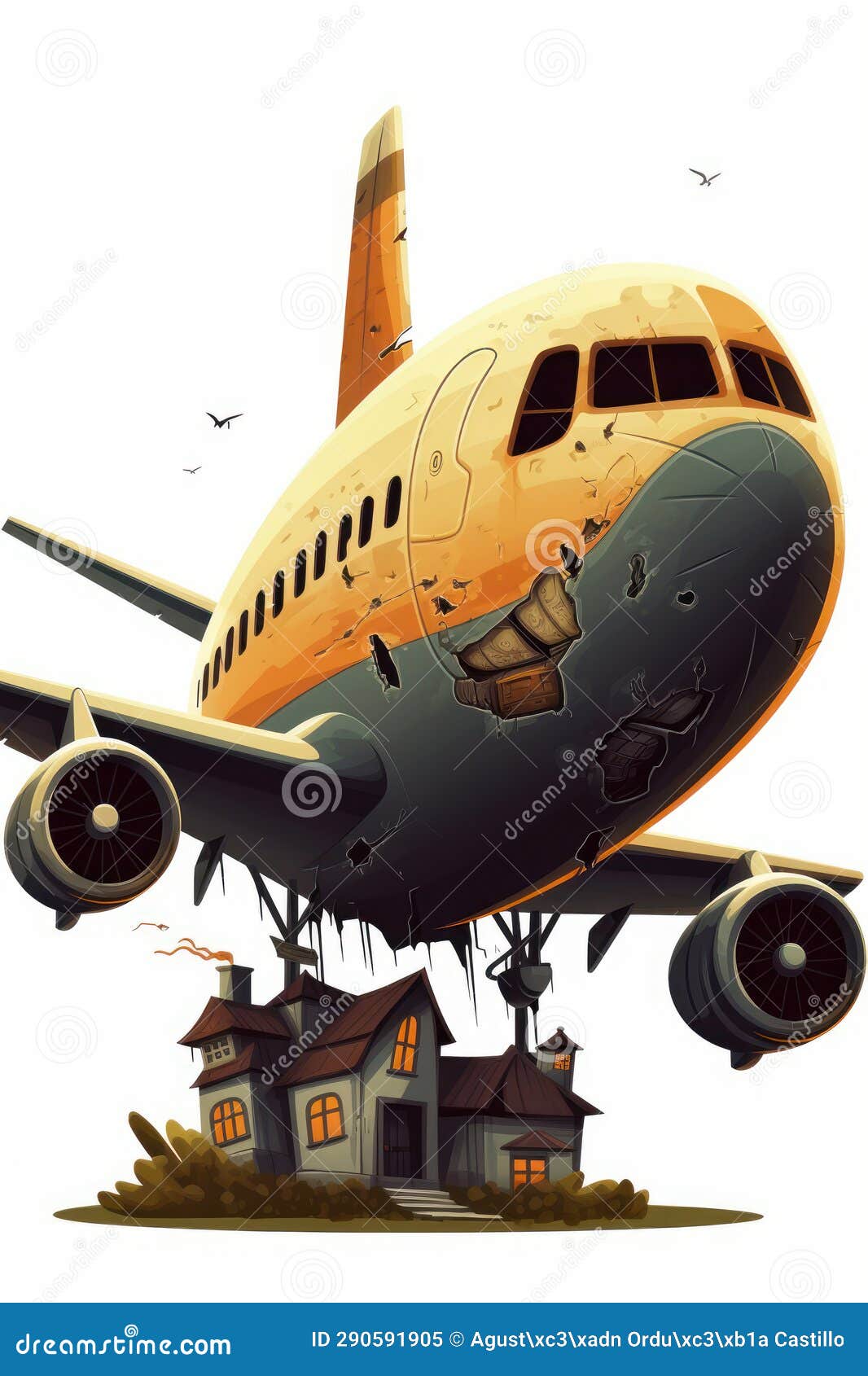 Ghost Plane Cartoon. Halloween Illustration. Stock Illustration ...