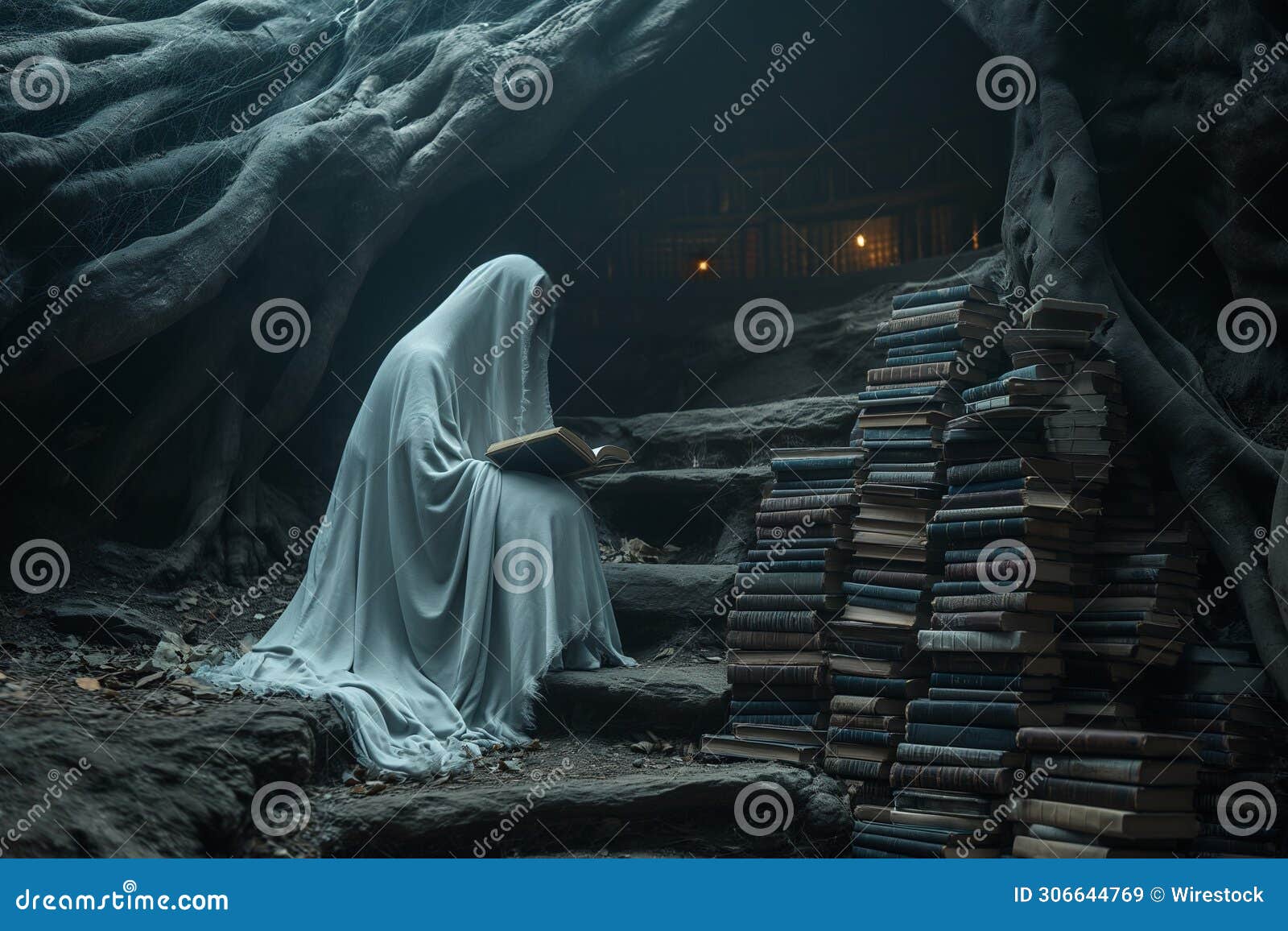 Ghost Reading in a Reading Room in a Hollow Tree Stock Image - Image of ...