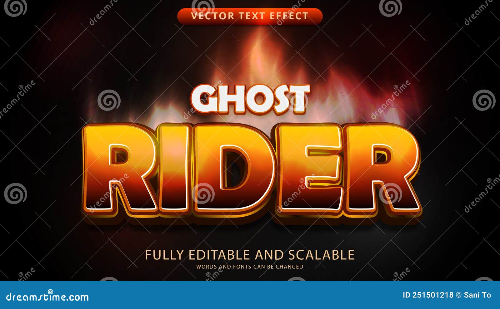 Ghost Rider Text Effect Editable Eps File Stock Vector - Illustration ...