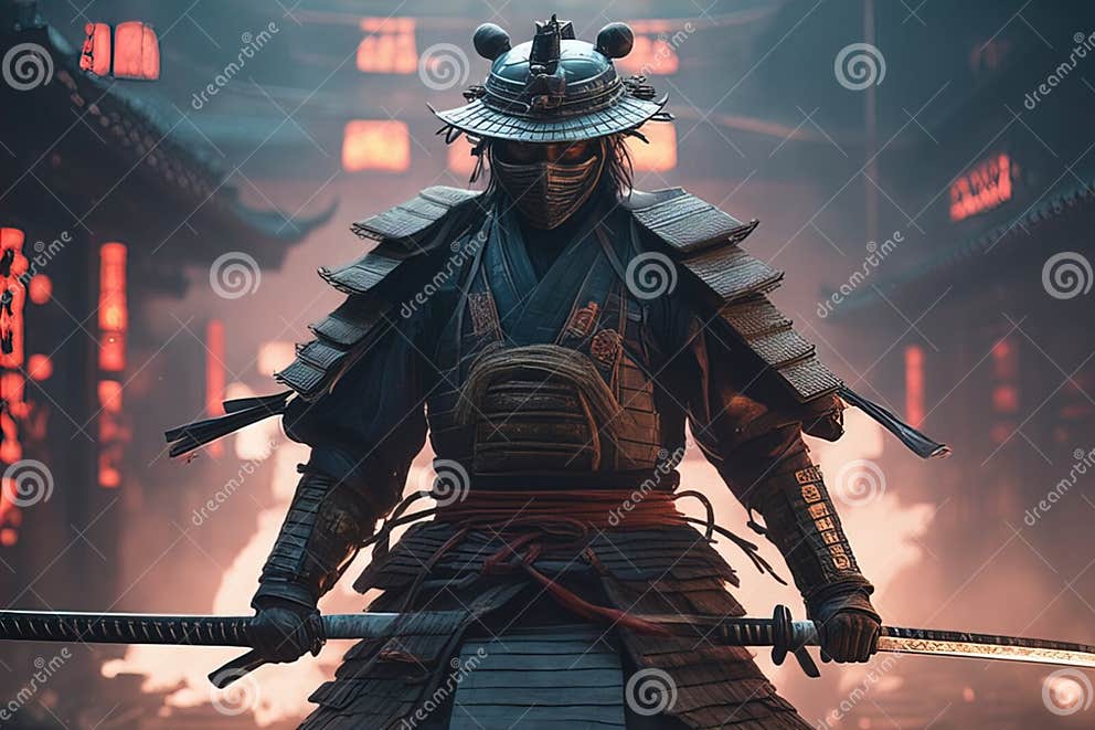 Ghost Samurai, Samurai Warrior Bound by a Ghostly Curse, Wearing Shabby ...