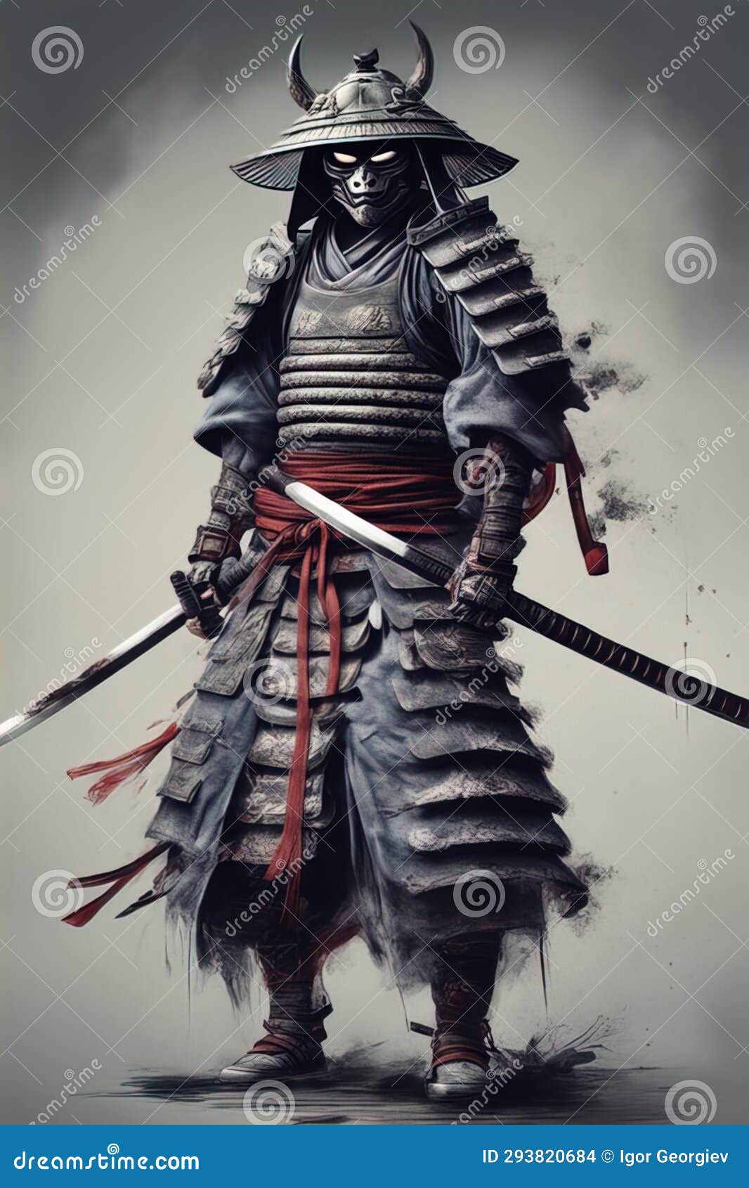 Ghost Samurai, Samurai Warrior Bound by a Ghostly Curse, Wearing Shabby ...