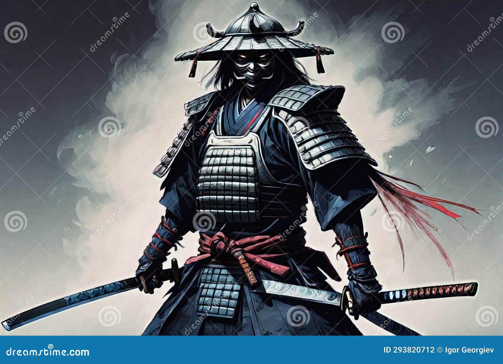Ghost Samurai, Samurai Warrior Bound by a Ghostly Curse, Wearing Shabby ...