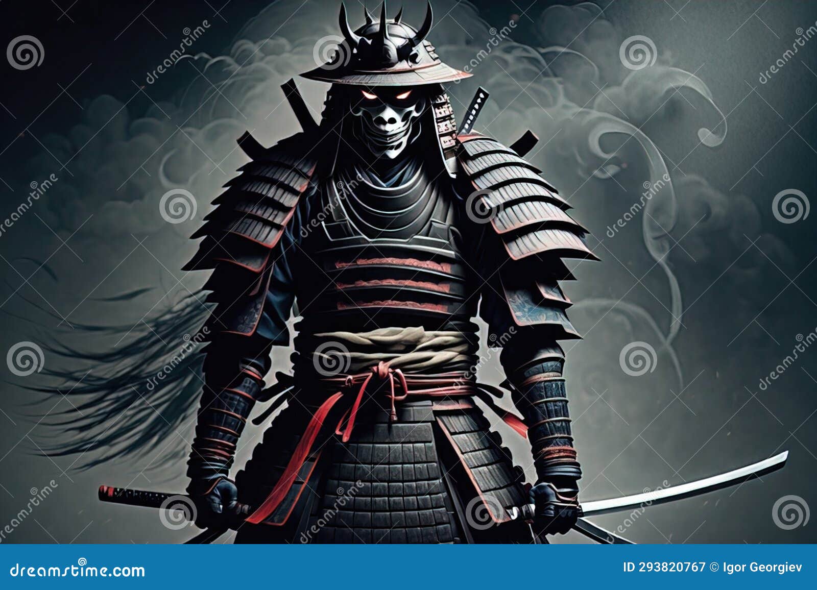 Ghost Samurai, Samurai Warrior Bound by a Ghostly Curse, Wearing Shabby ...
