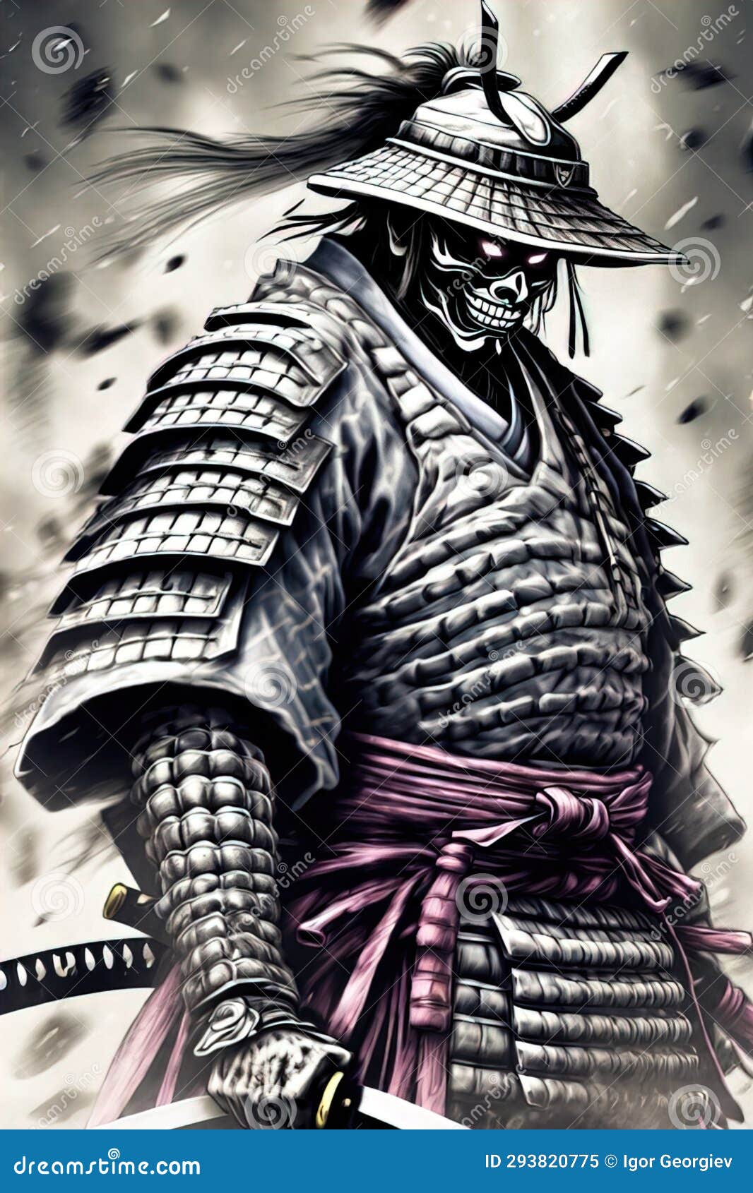 Ghost Samurai, Samurai Warrior Bound by a Ghostly Curse, Wearing Shabby ...