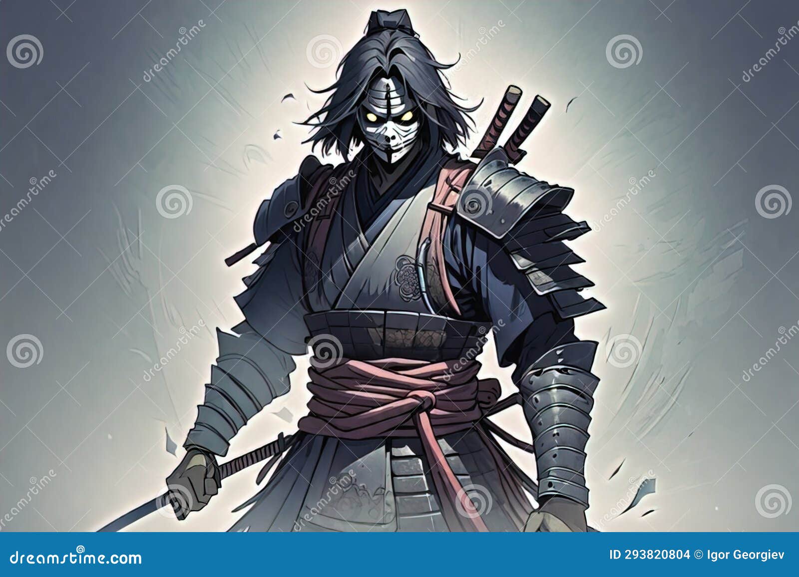 Ghost Samurai, Samurai Warrior Bound by a Ghostly Curse, Wearing Shabby ...