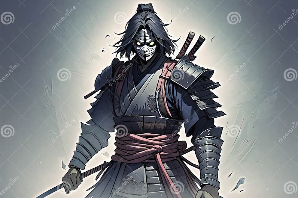 Ghost Samurai, Samurai Warrior Bound by a Ghostly Curse, Wearing Shabby ...