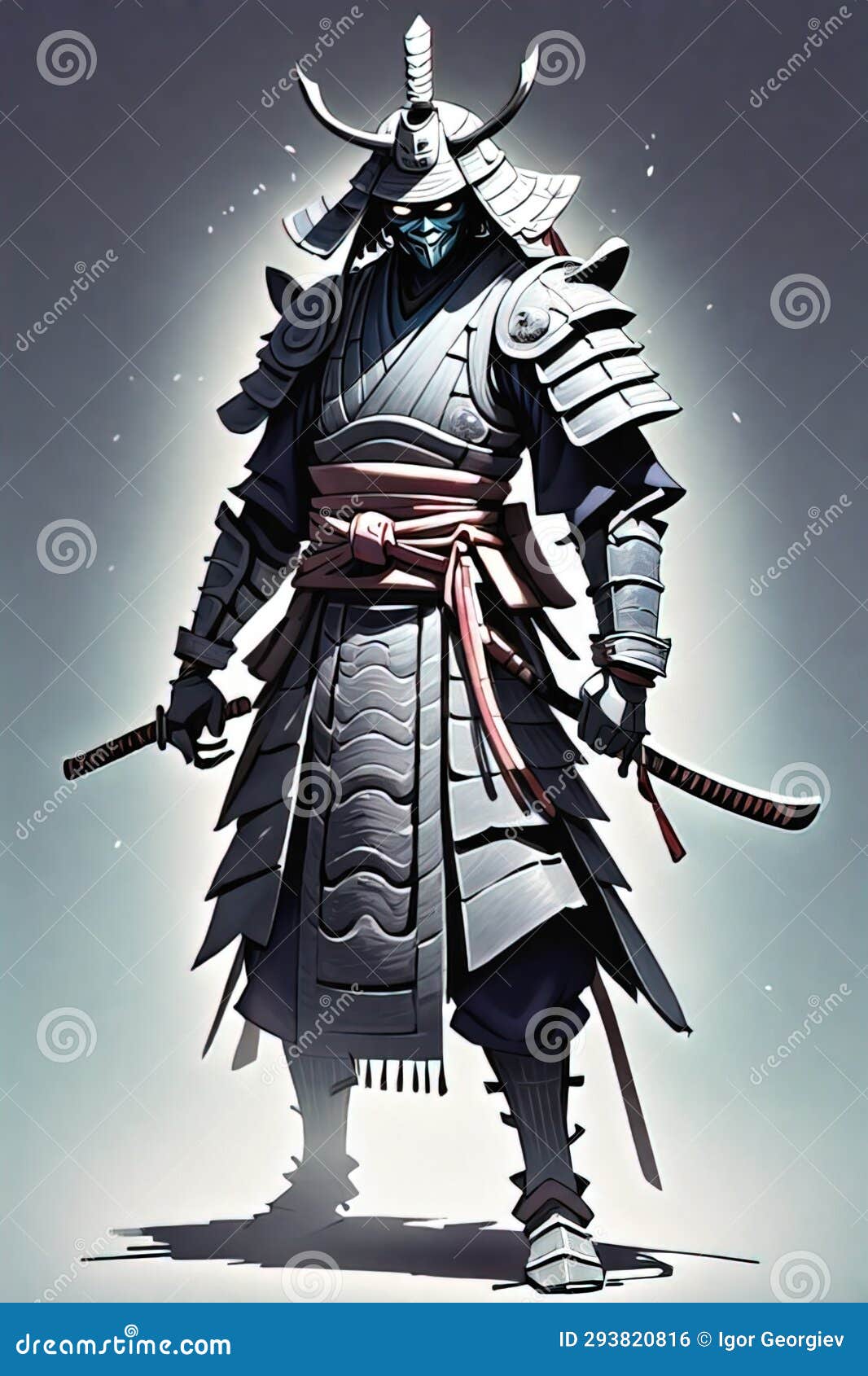 Ghost Samurai, Samurai Warrior Bound by a Ghostly Curse, Wearing Shabby ...