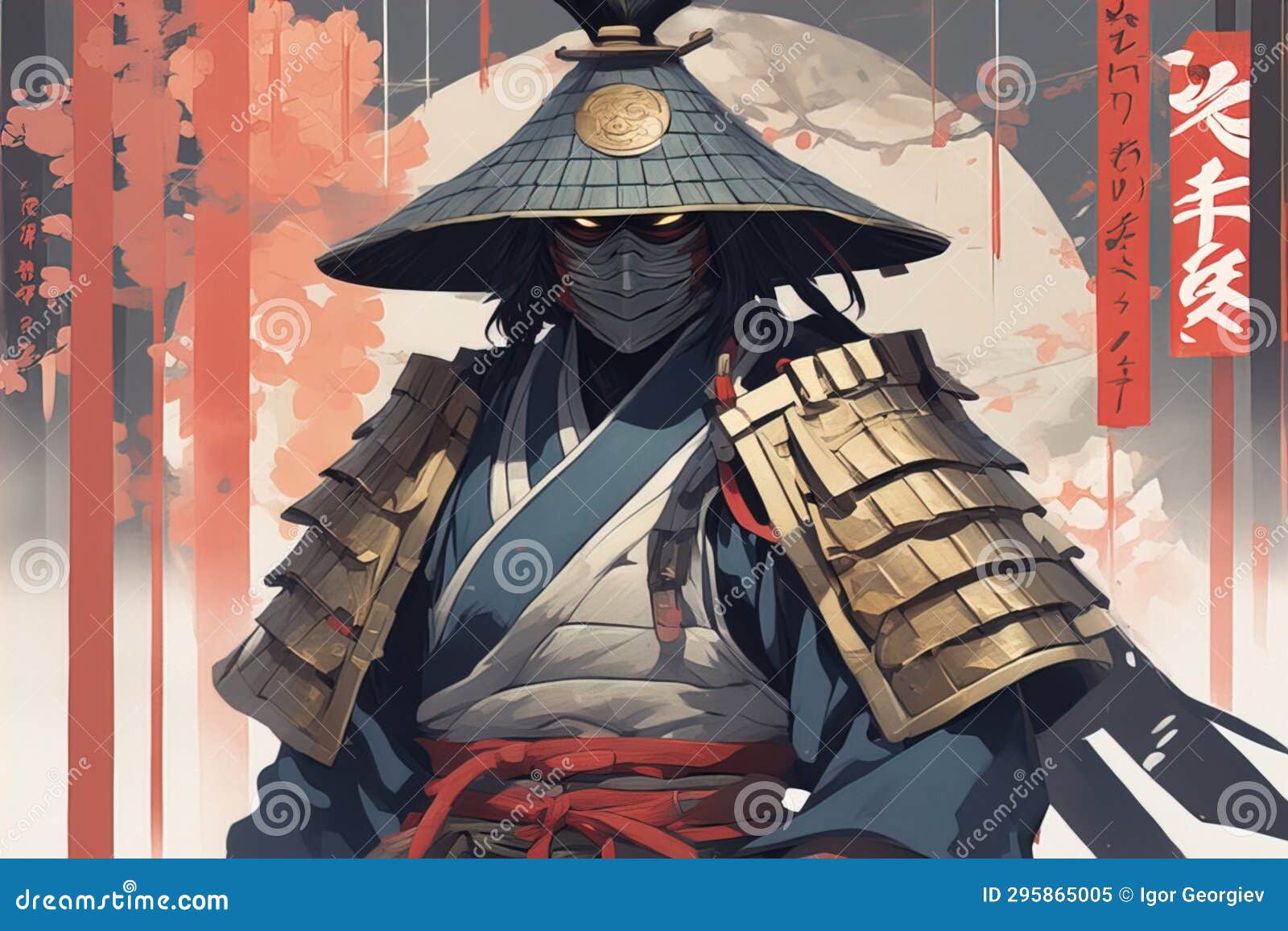 Ghost Samurai, Samurai Warrior Bound by a Ghostly Curse, Wearing Shabby ...