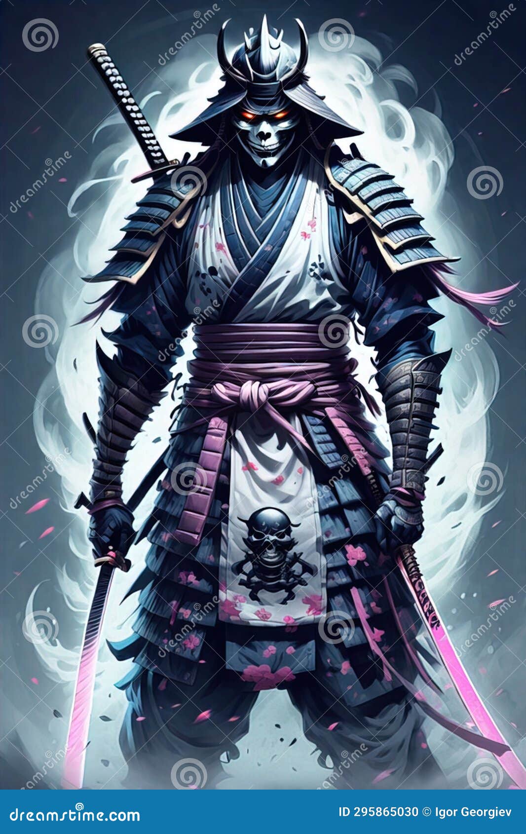 Ghost Samurai, Samurai Warrior Bound by a Ghostly Curse, Wearing Shabby ...