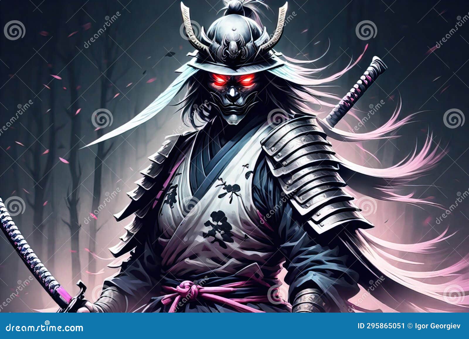 Ghost Samurai, Samurai Warrior Bound by a Ghostly Curse, Wearing Shabby ...