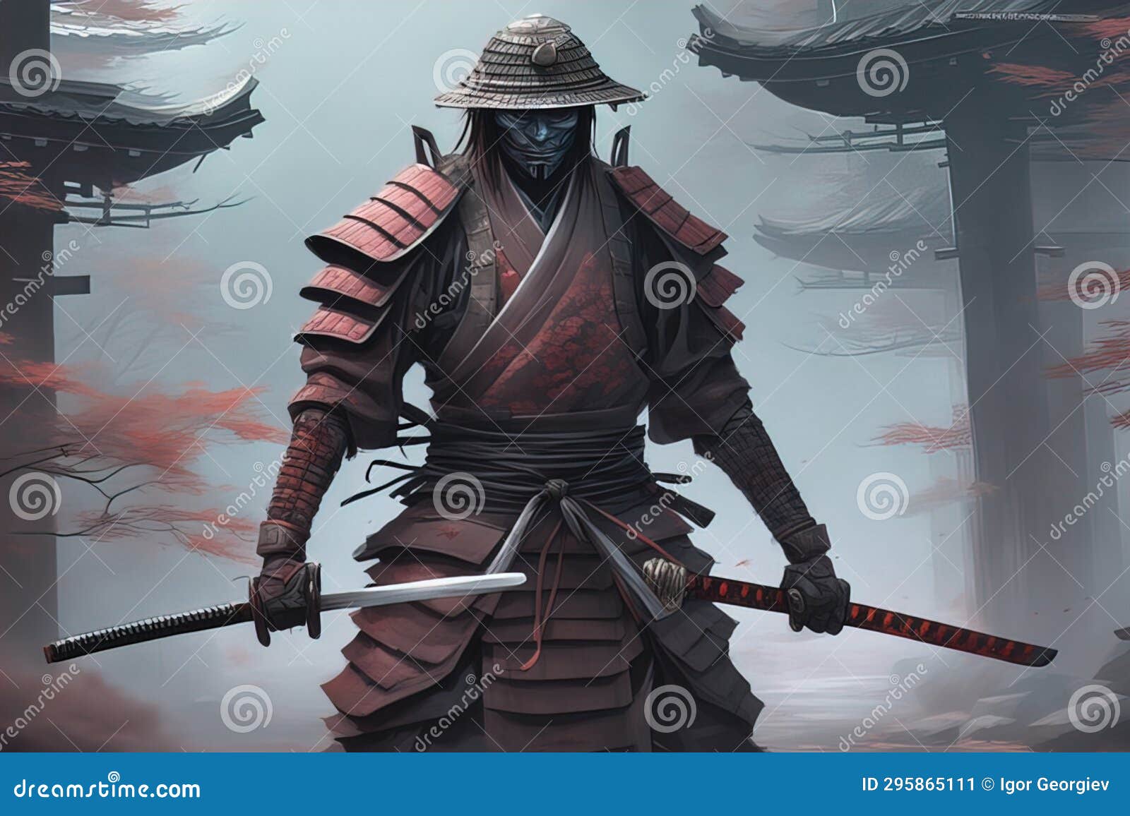 Ghost Samurai, Samurai Warrior Bound by a Ghostly Curse, Wearing Shabby ...