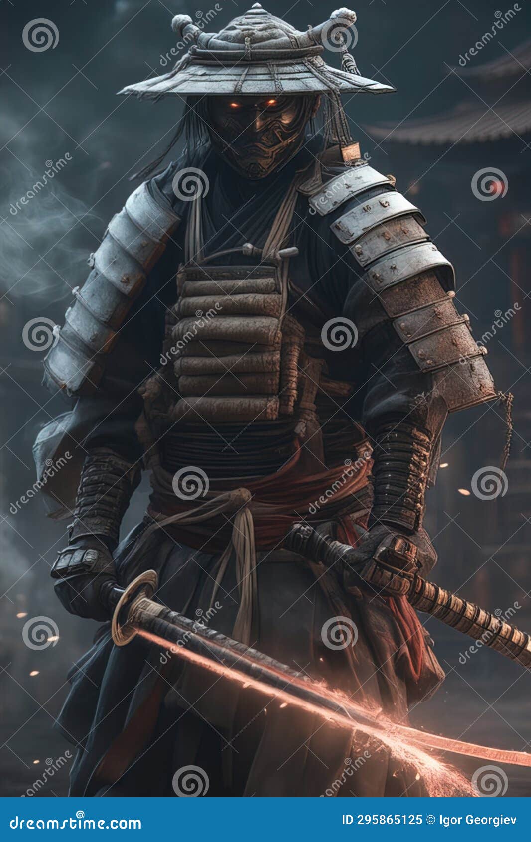 Ghost Samurai, Samurai Warrior Bound by a Ghostly Curse, Wearing Shabby ...