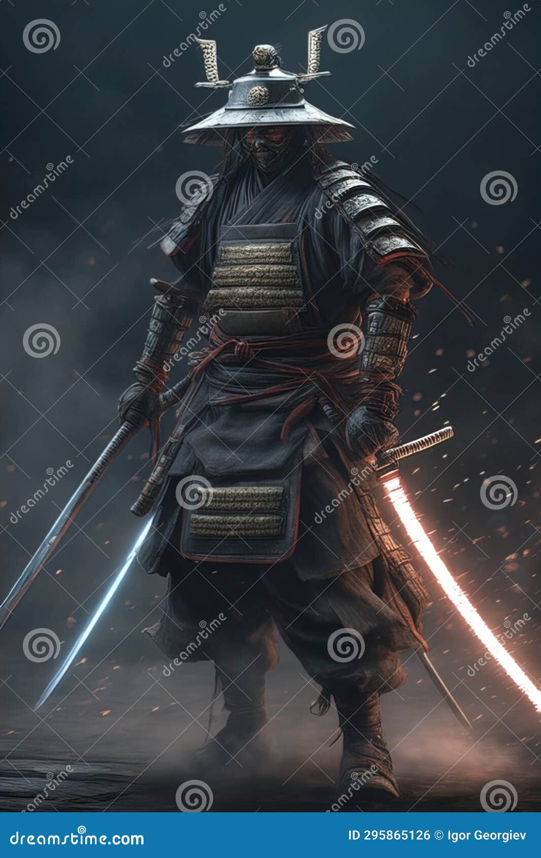 Ghost Samurai, Samurai Warrior Bound by a Ghostly Curse, Wearing Shabby ...