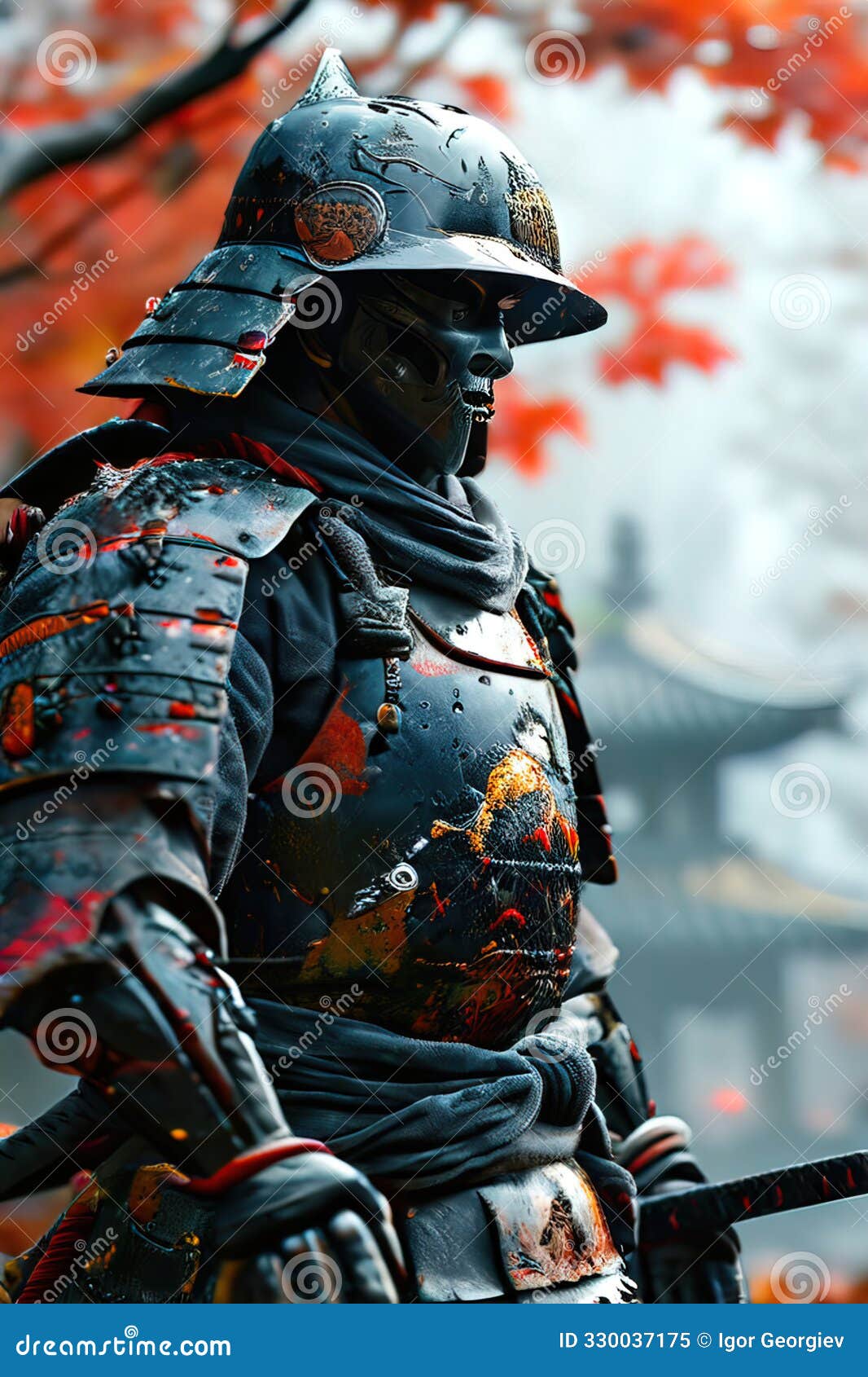 Ghost Samurai, Samurai Warrior Bound by a Ghostly Curse, Wearing Shabby ...