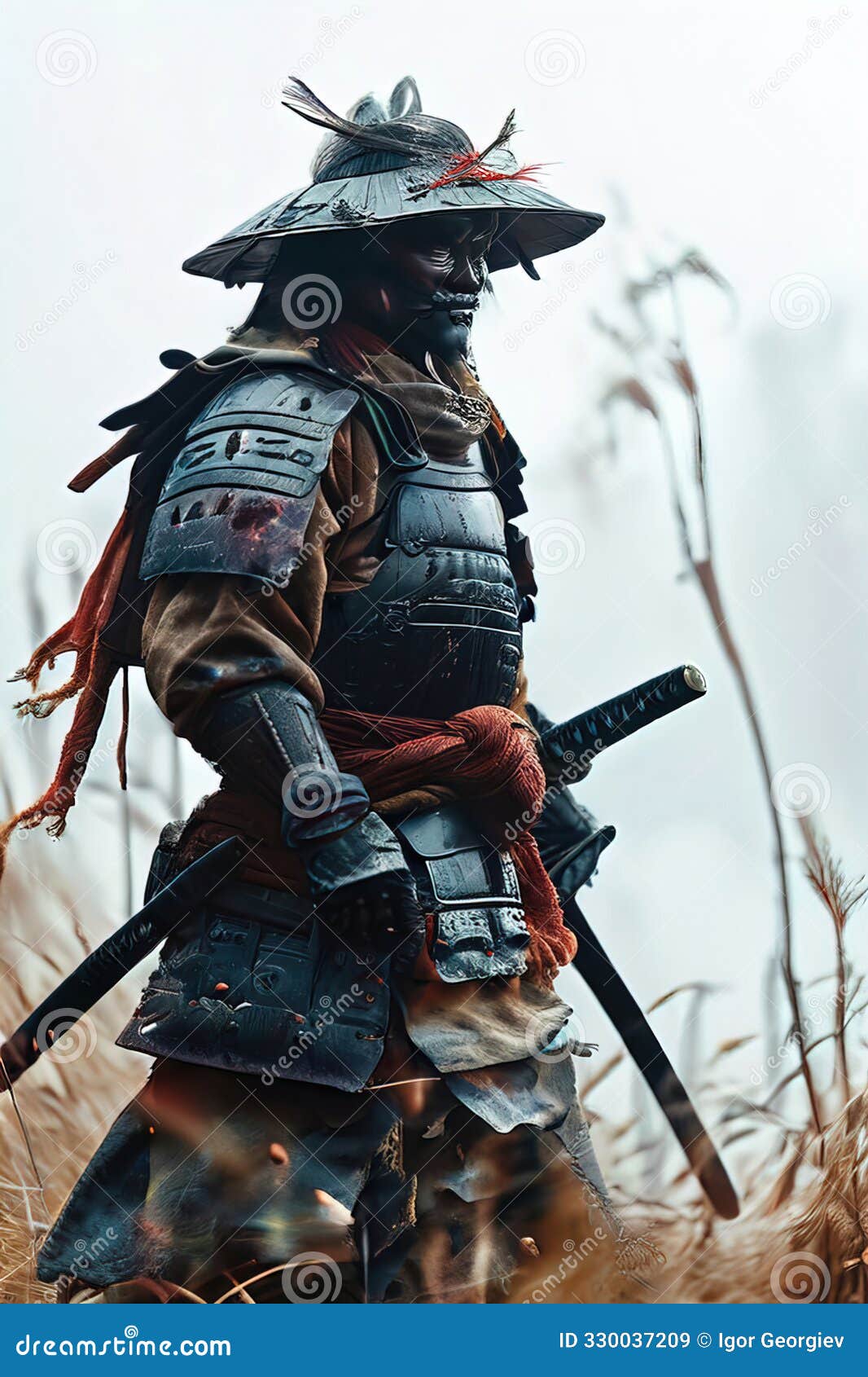 Ghost Samurai, Samurai Warrior Bound by a Ghostly Curse, Wearing Shabby ...