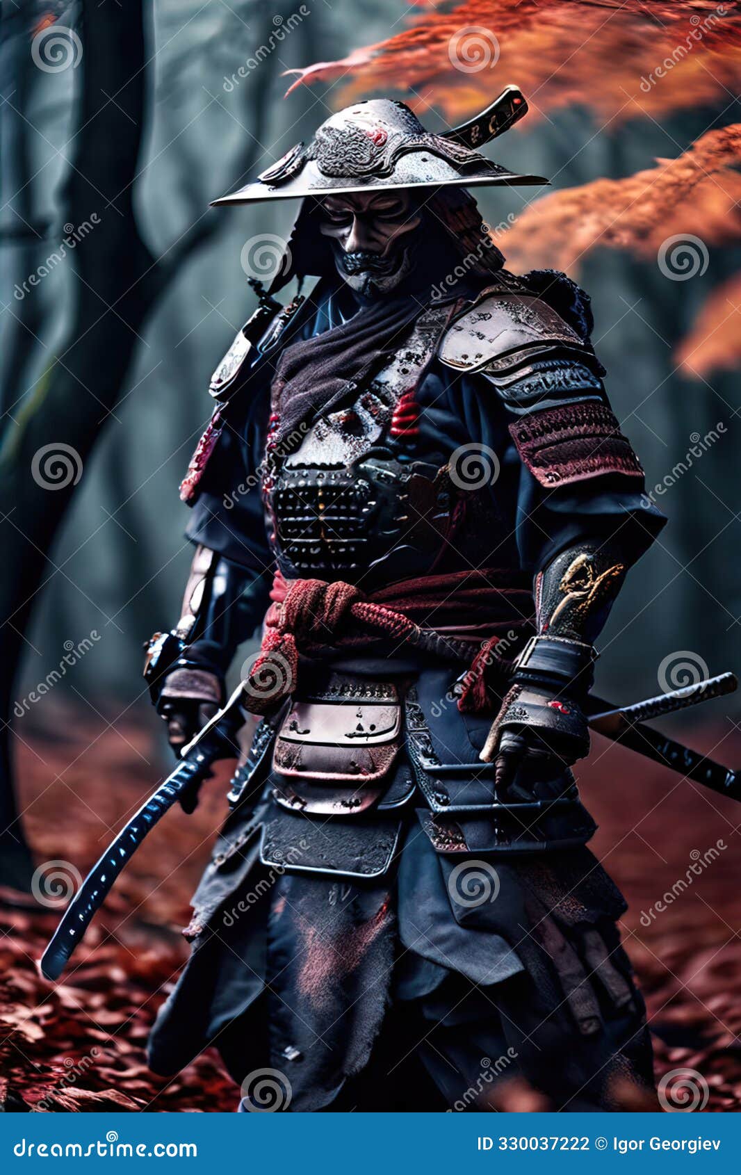 Ghost Samurai, Samurai Warrior Bound by a Ghostly Curse, Wearing Shabby ...