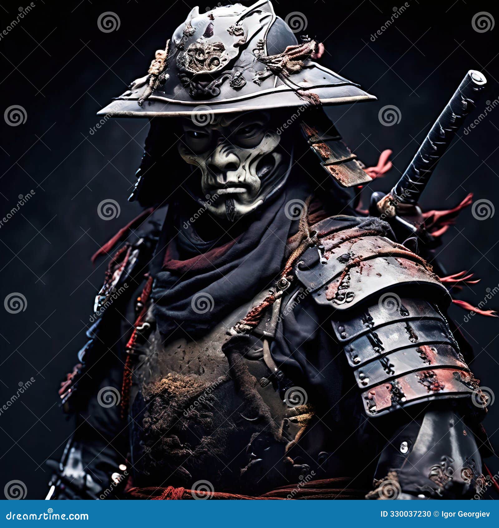 Ghost Samurai, Samurai Warrior Bound by a Ghostly Curse, Wearing Shabby ...
