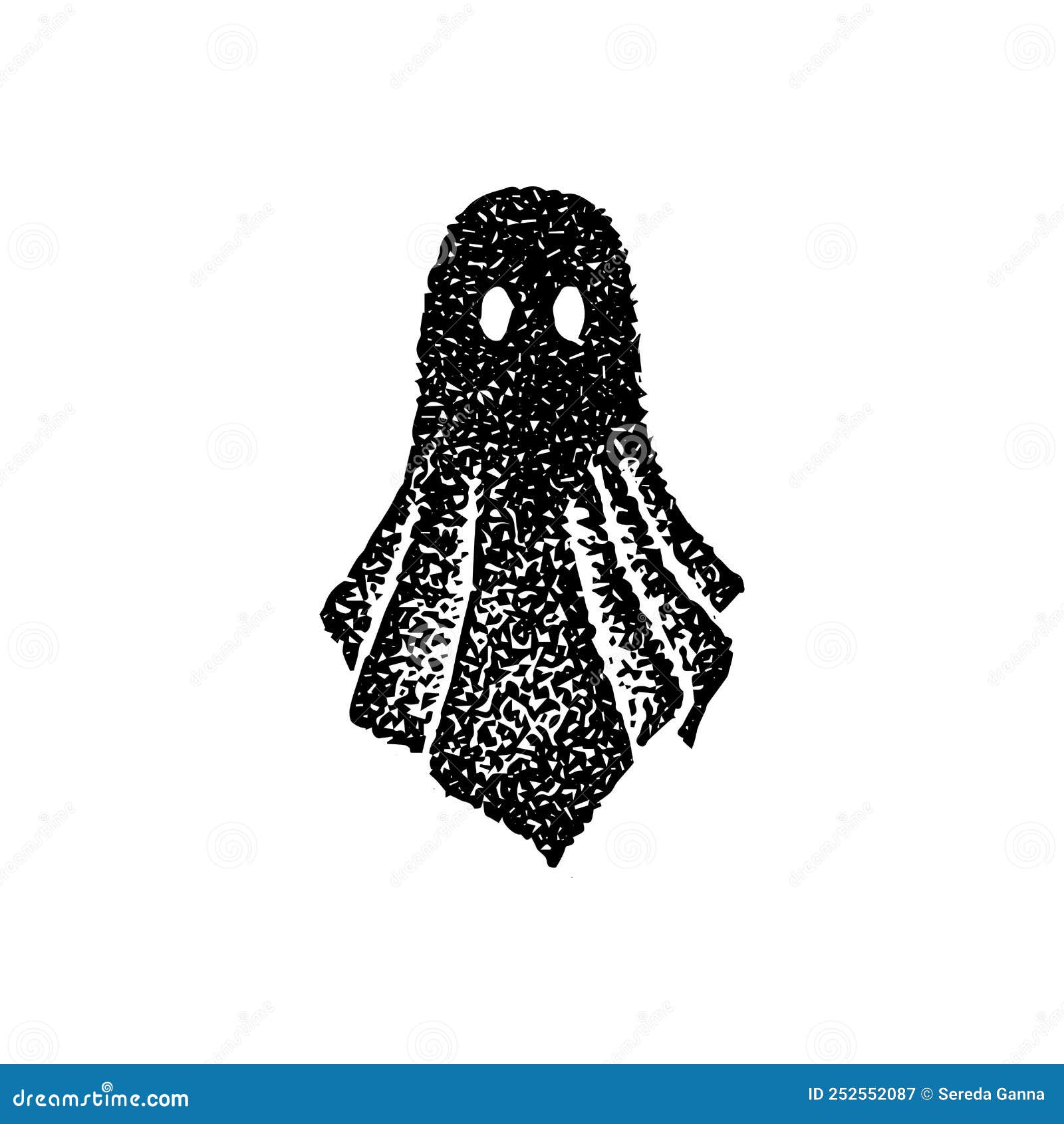 Ghost Black Dotwork stock vector. Illustration of phantom - 252552087
