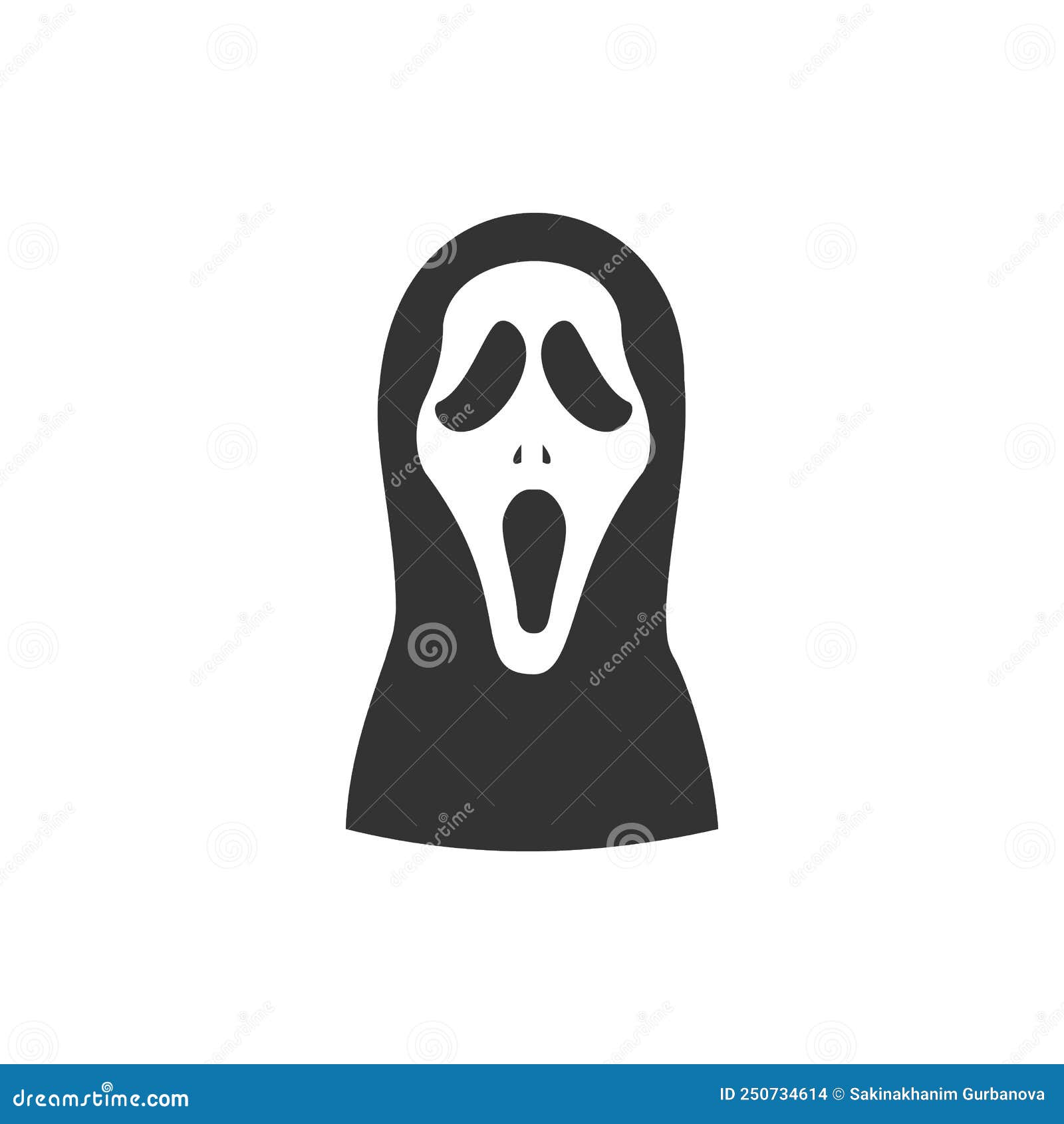 Ghost Scream Mask Halloween Concept Flat Stock Illustration - Illustration of holiday, scream ...