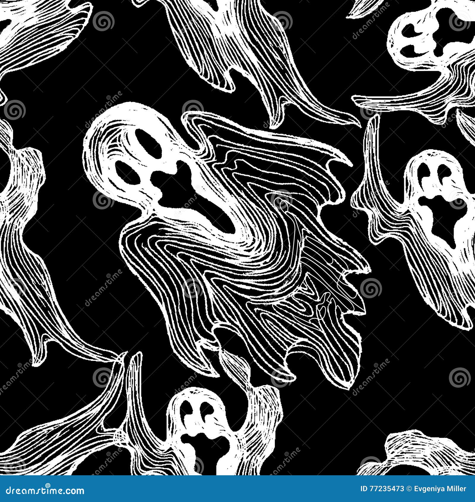 Ghost seamless pattern stock illustration. Illustration of creepy ...