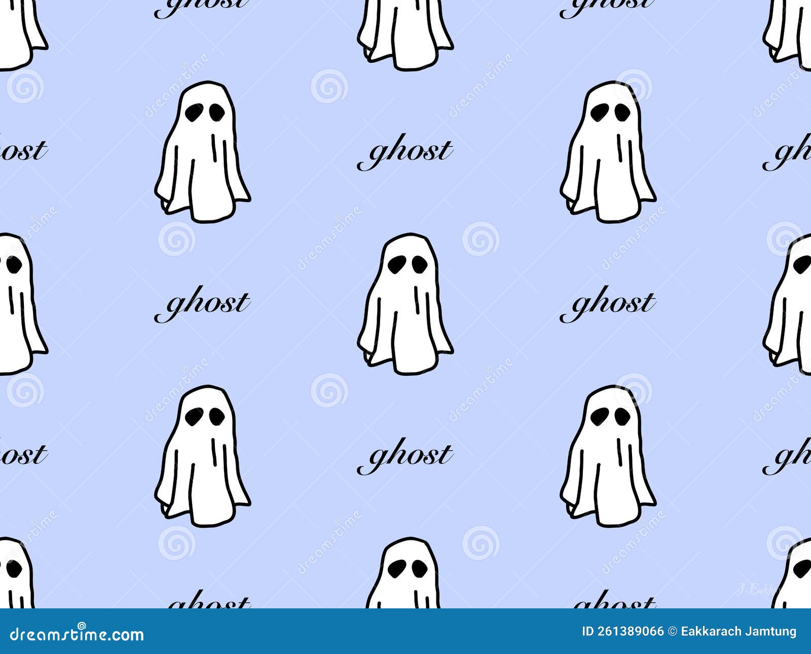 Ghost Seamless Pattern on Blue Background Stock Illustration ...