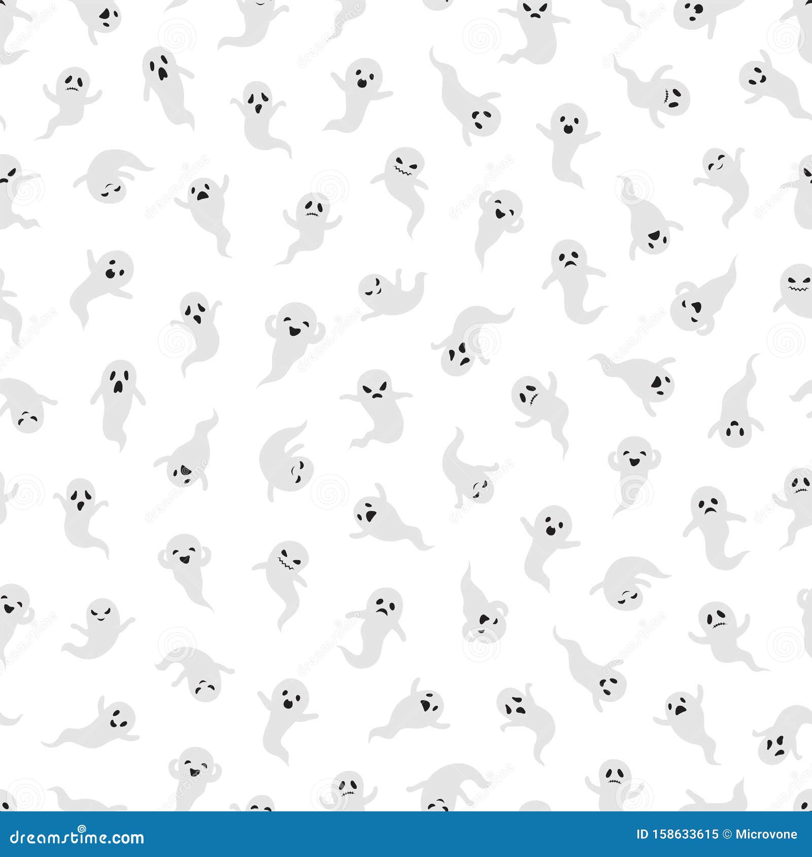 Ghost Seamless Pattern. Halloween Ghosts Vector Background Stock Vector ...
