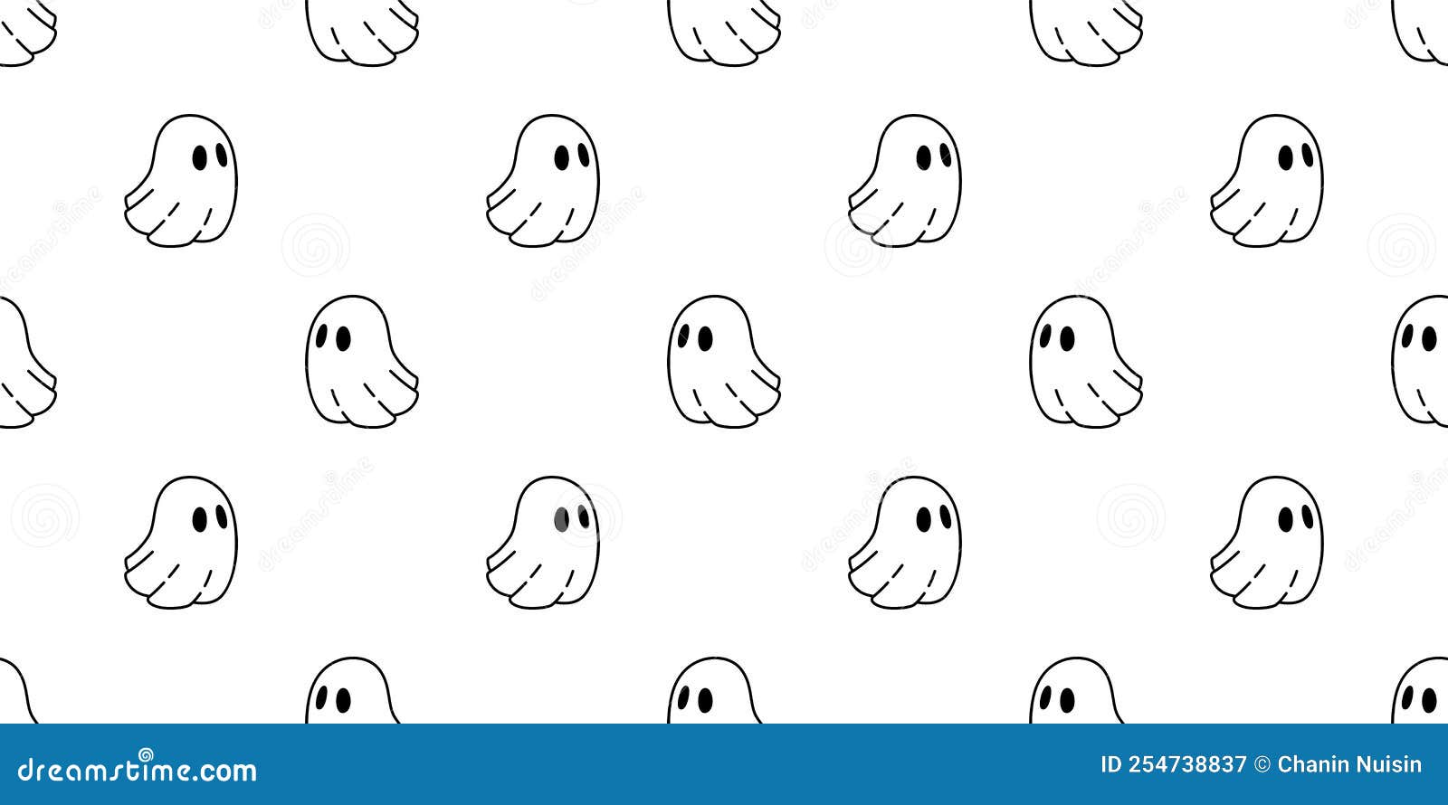 Ghost Seamless Pattern Spooky Halloween Vector Scarf Isolated Tile ...