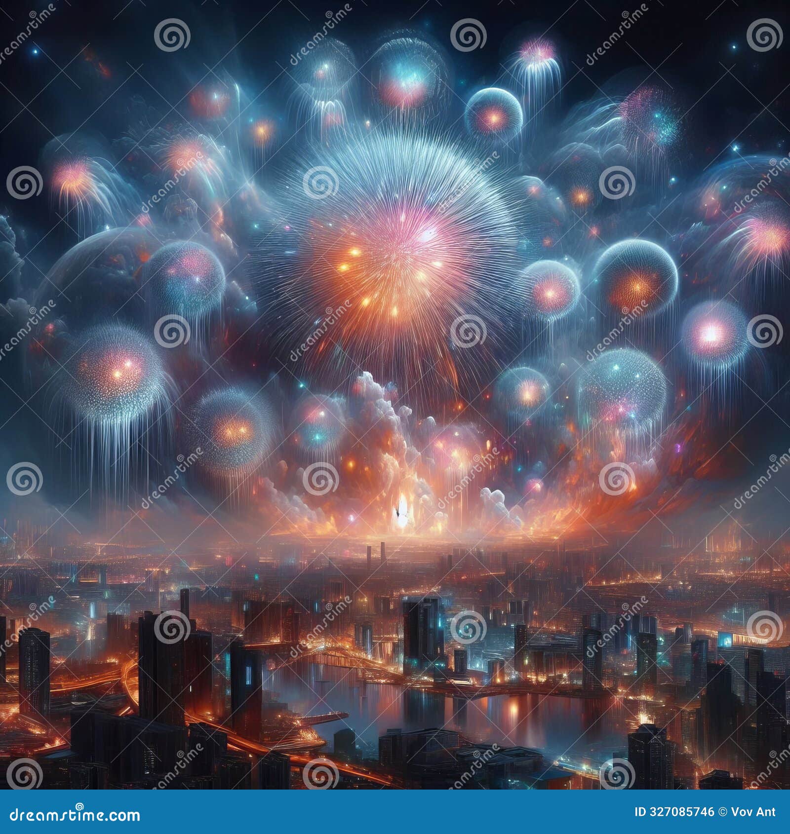 155 26. Ghost Shells_ Large, Spherical Fireworks that Stock Photo ...