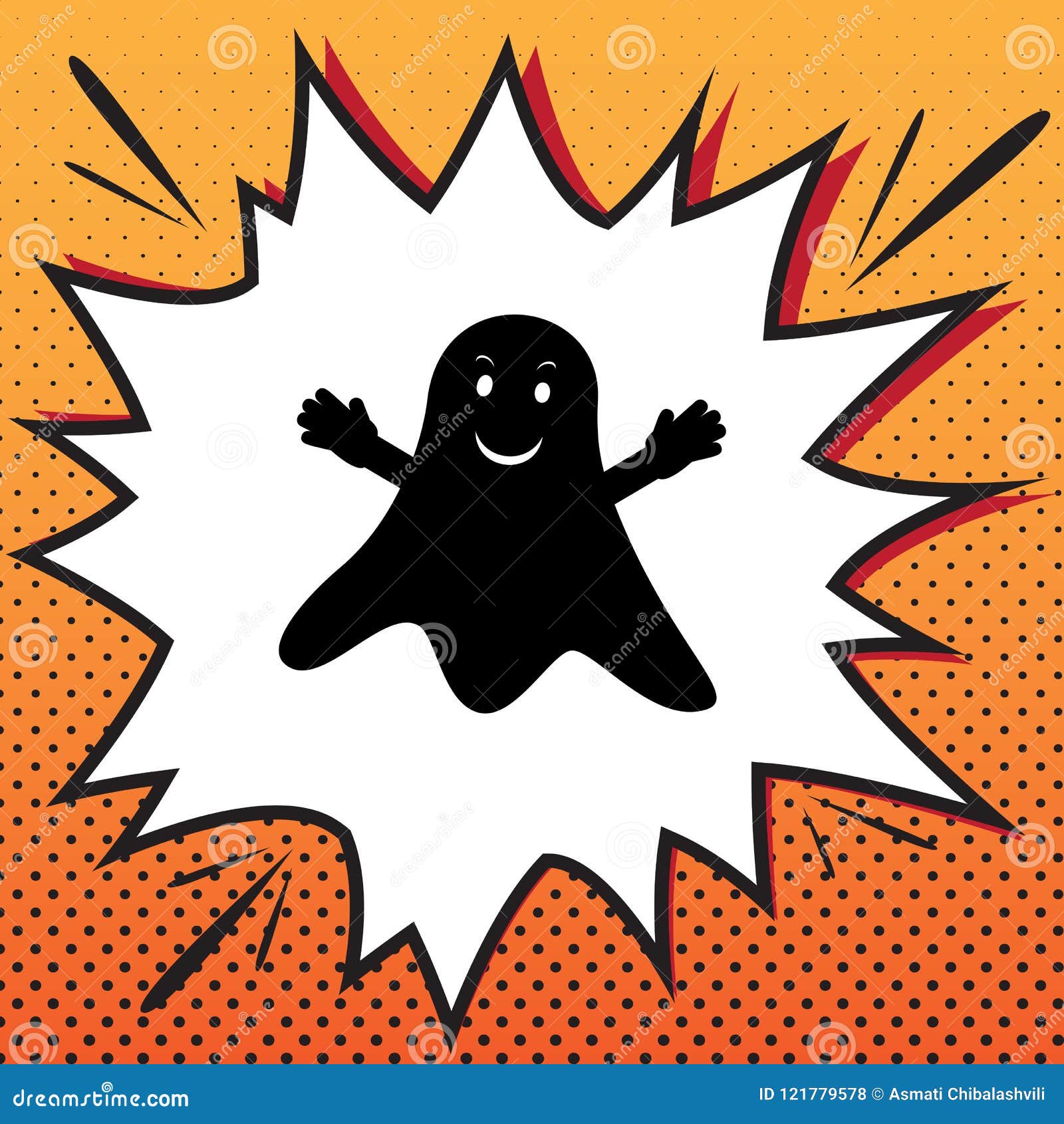 Ghost Sign. Vector. Comics Style Icon on Pop-art Background.. Il Stock ...