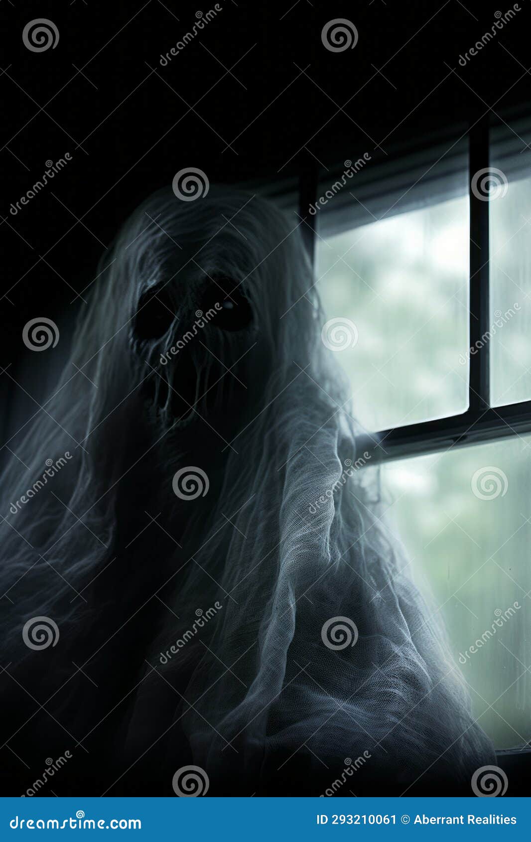A Ghost is Sitting in Front of a Window Stock Illustration ...