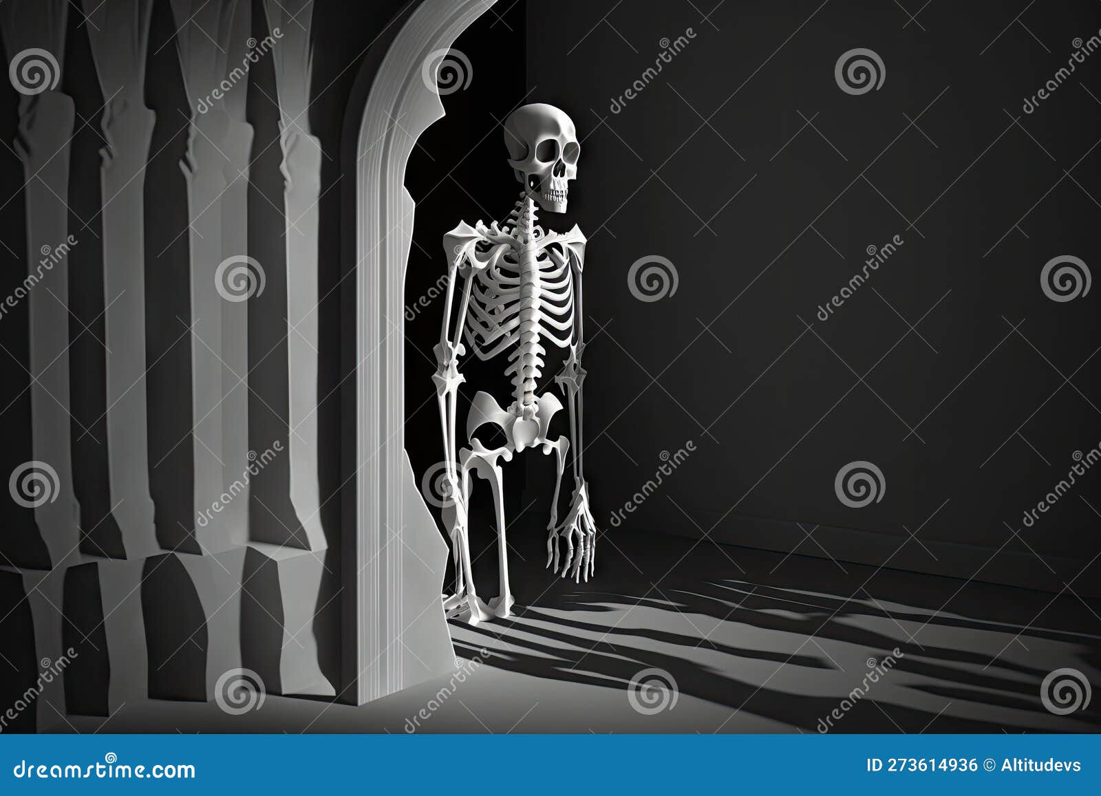 Ghost Skeleton Hiding In The Shadows, Peeking Around The Corner Stock ... Ghost Skeleton Hiding In The Shadows, Peeking Around The Corner Stock ...