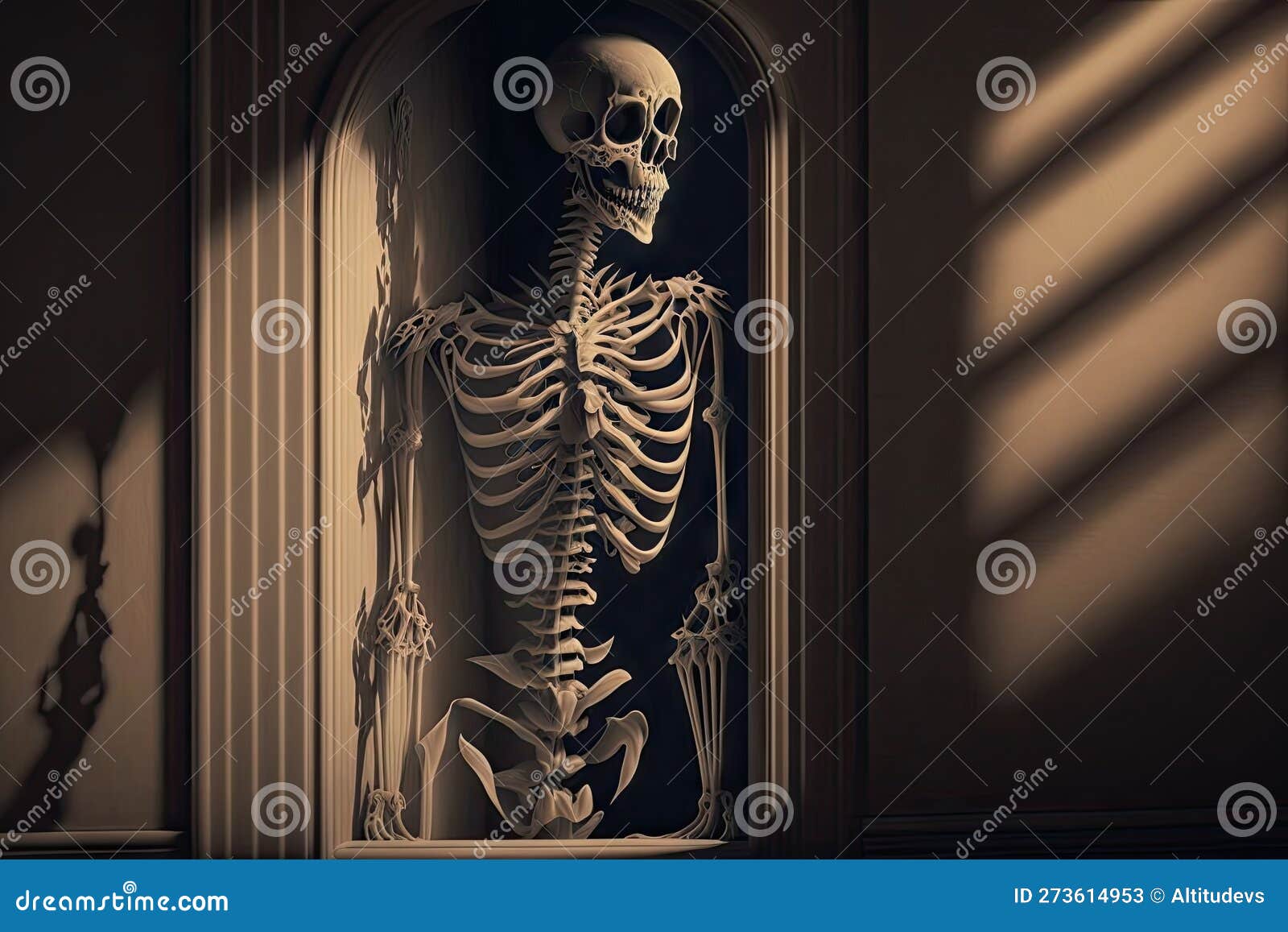 Ghost Skeleton Hiding in the Shadows, Peeking Around the Corner Stock ...