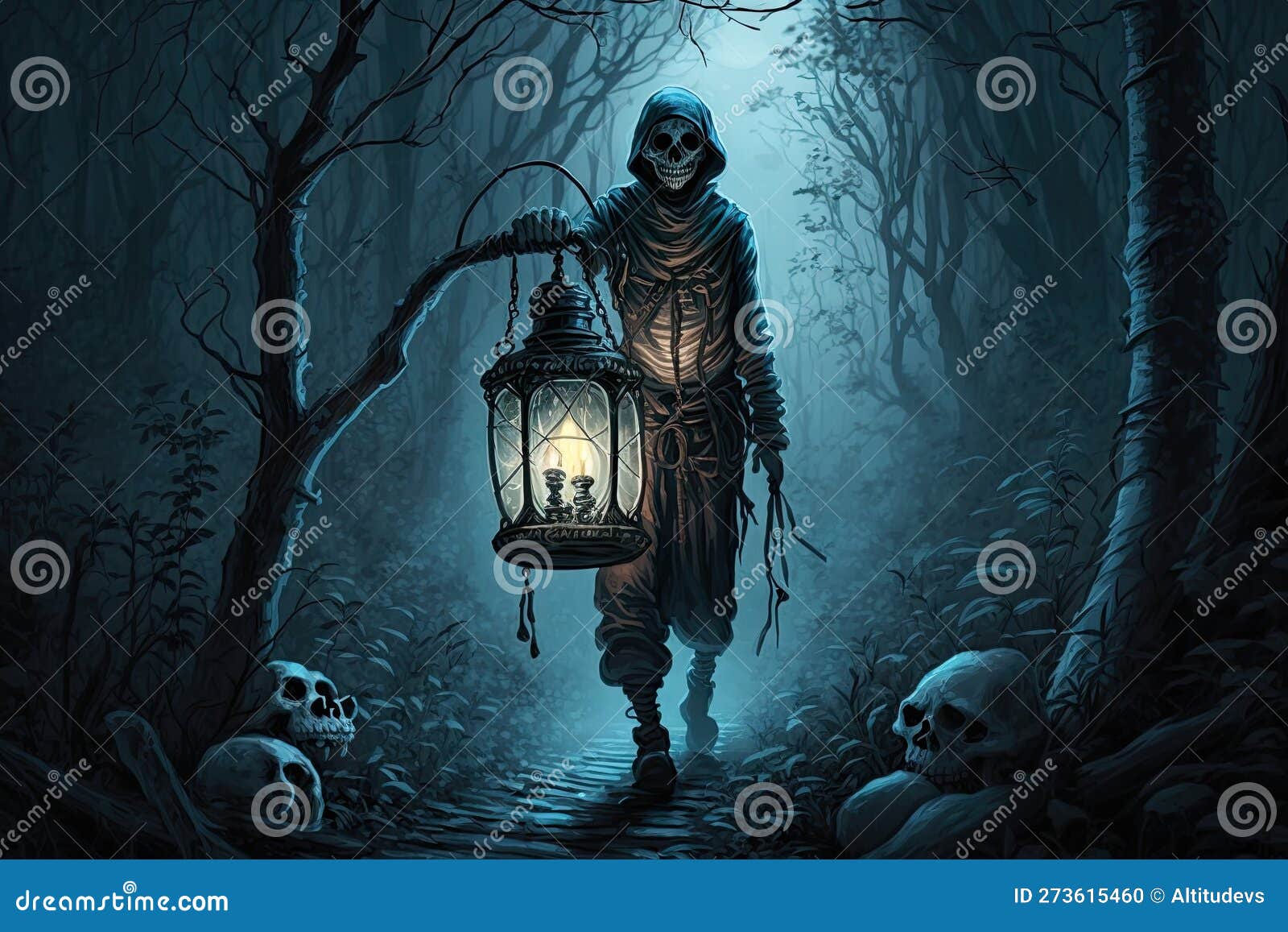 Ghost Skeleton Hiding In The Shadows, Peeking Around The Corner Royalty ...