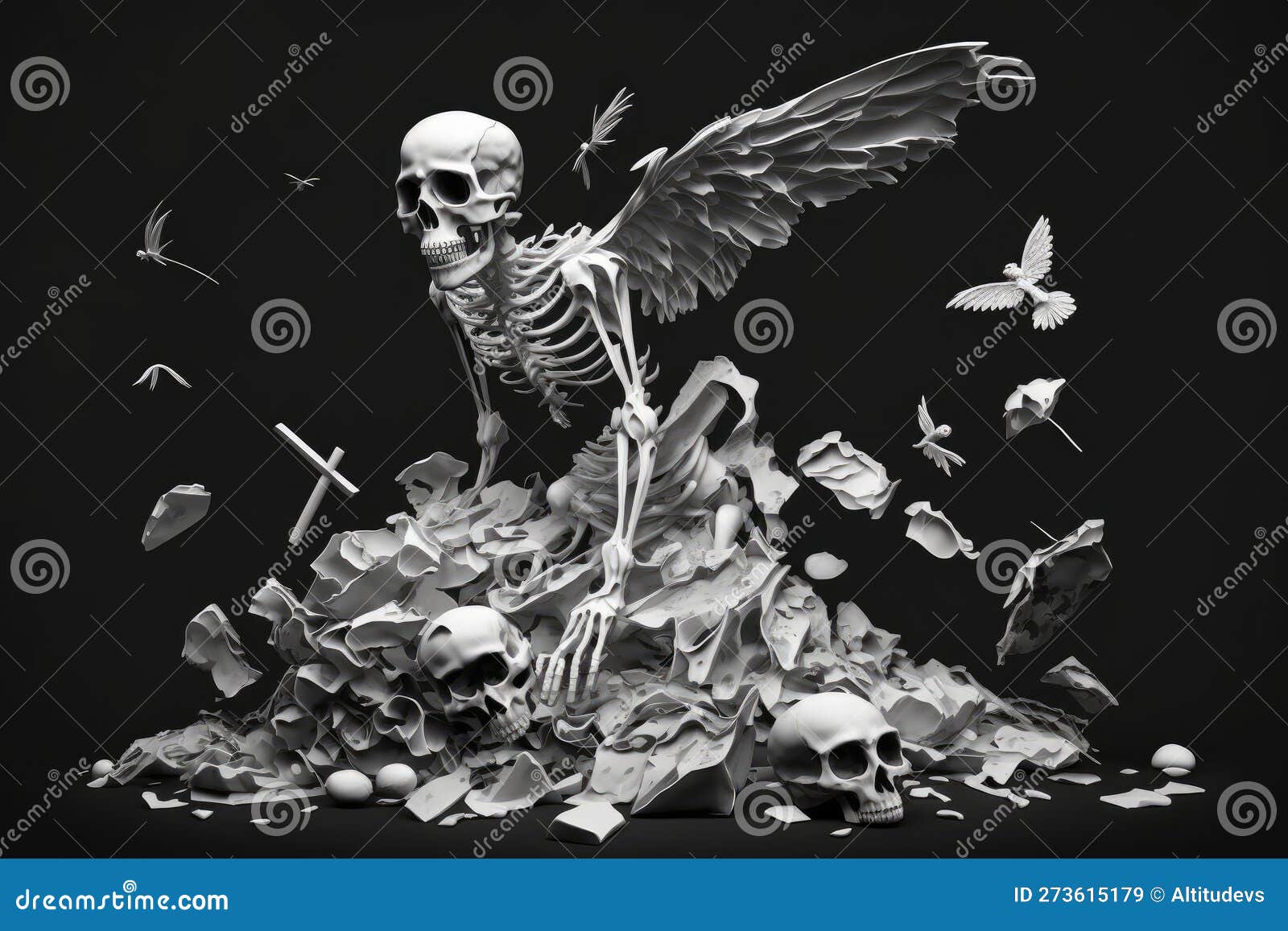 Ghost Skeleton Floating Through Misty, Ethereal Forest Stock ...