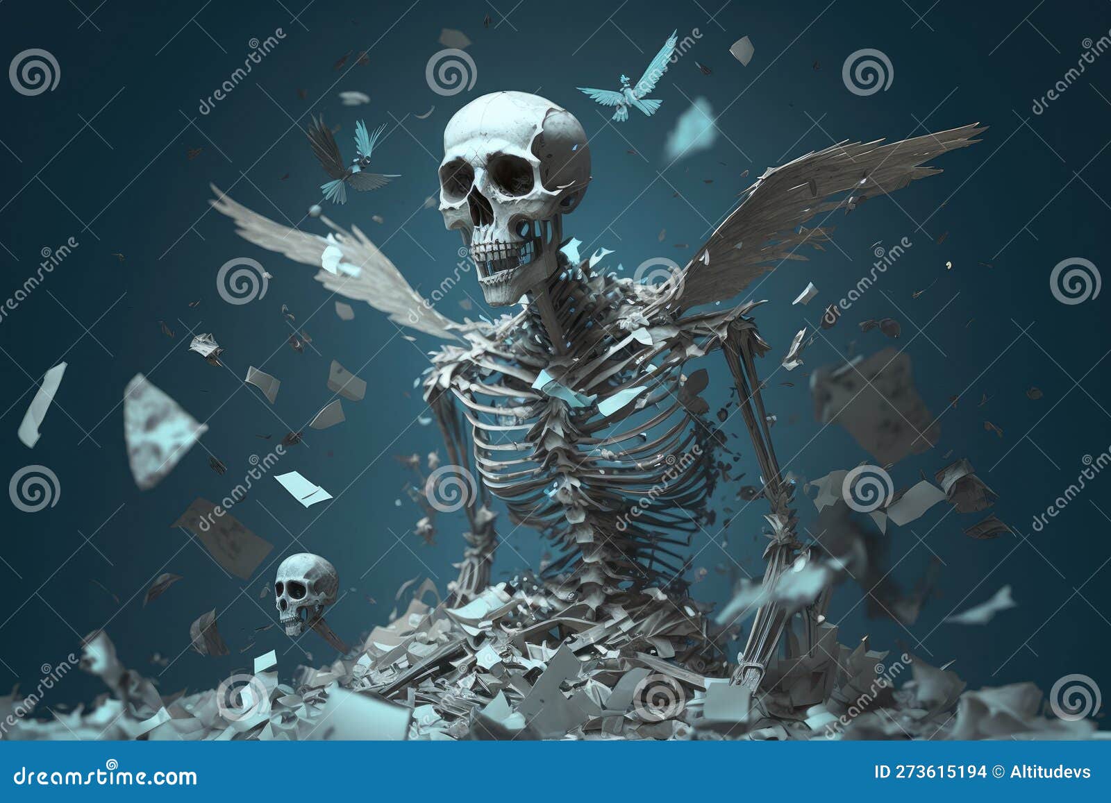 Ghost Skeleton, Hovering Over Pile of Scattered Bones Stock ...