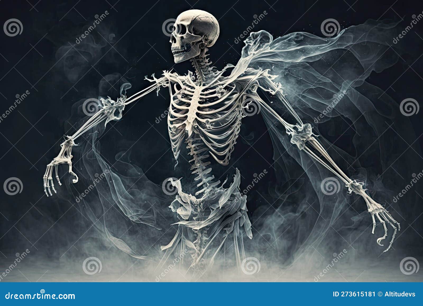 Ghost Skeleton, with Its Bones Floating in the Air, and a Black Mist ...