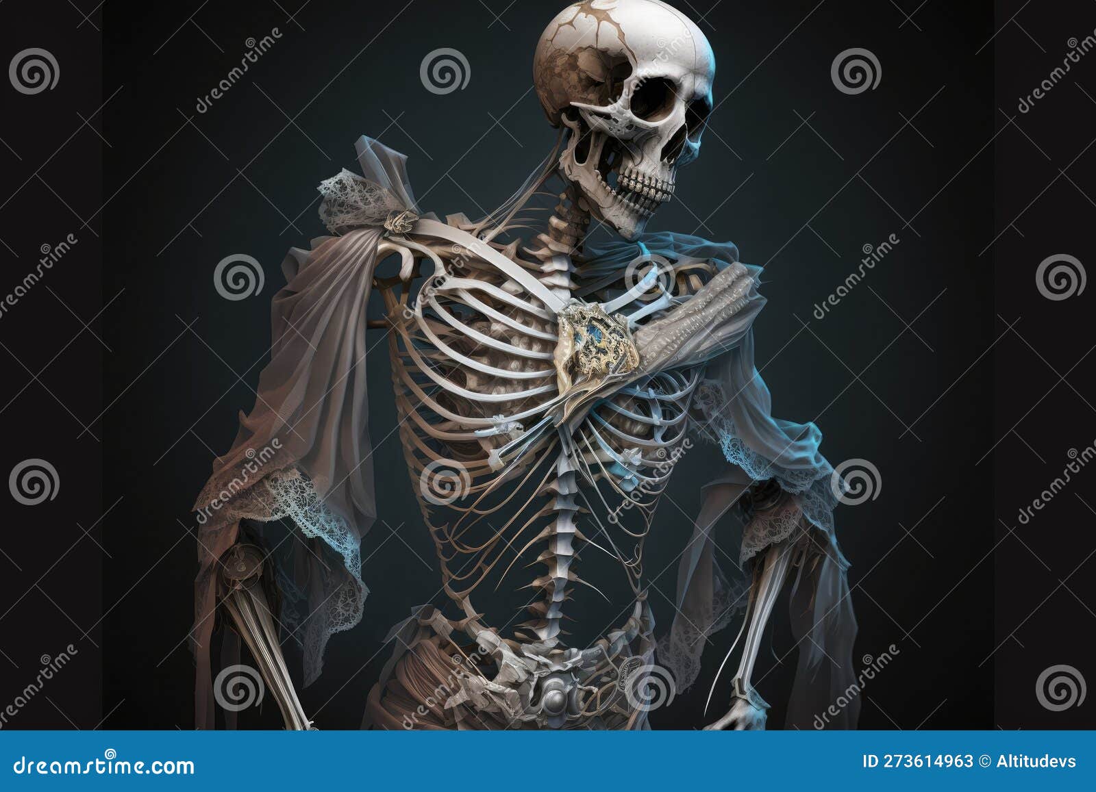 Ghost Skeleton Wearing Torn and Tattered Clothing from Its Previous ...