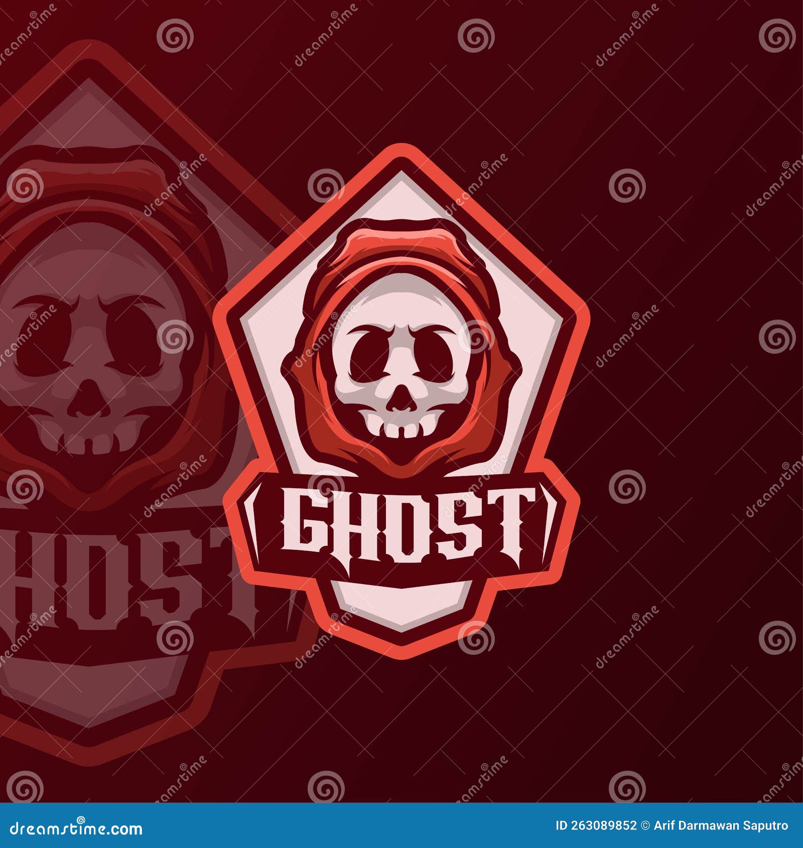 Ghost Skull Mascot Logo stock vector. Illustration of grim - 263089852