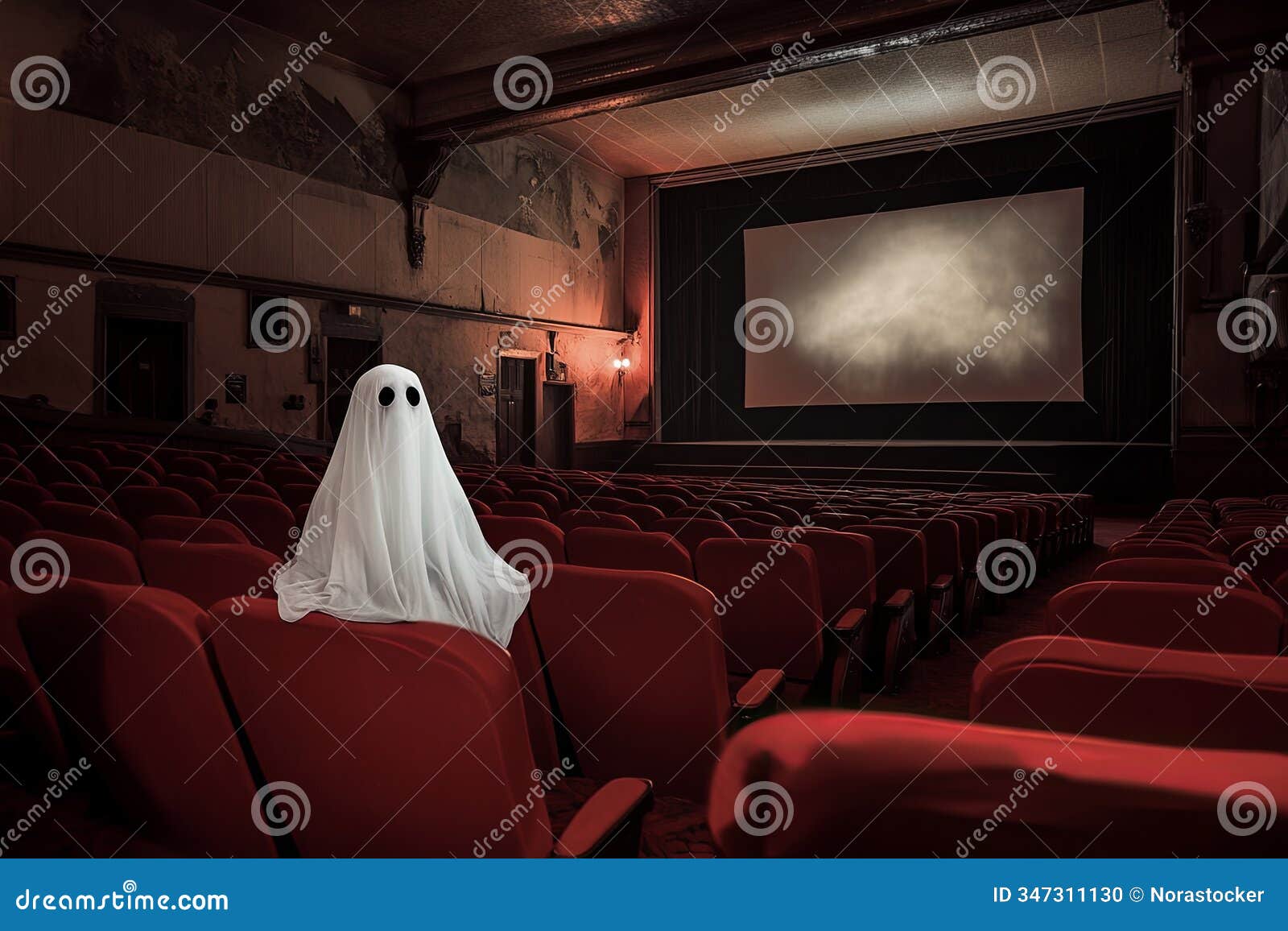 A Ghost is Standing in a Movie Theater Picture Stock Photo - Image of ...