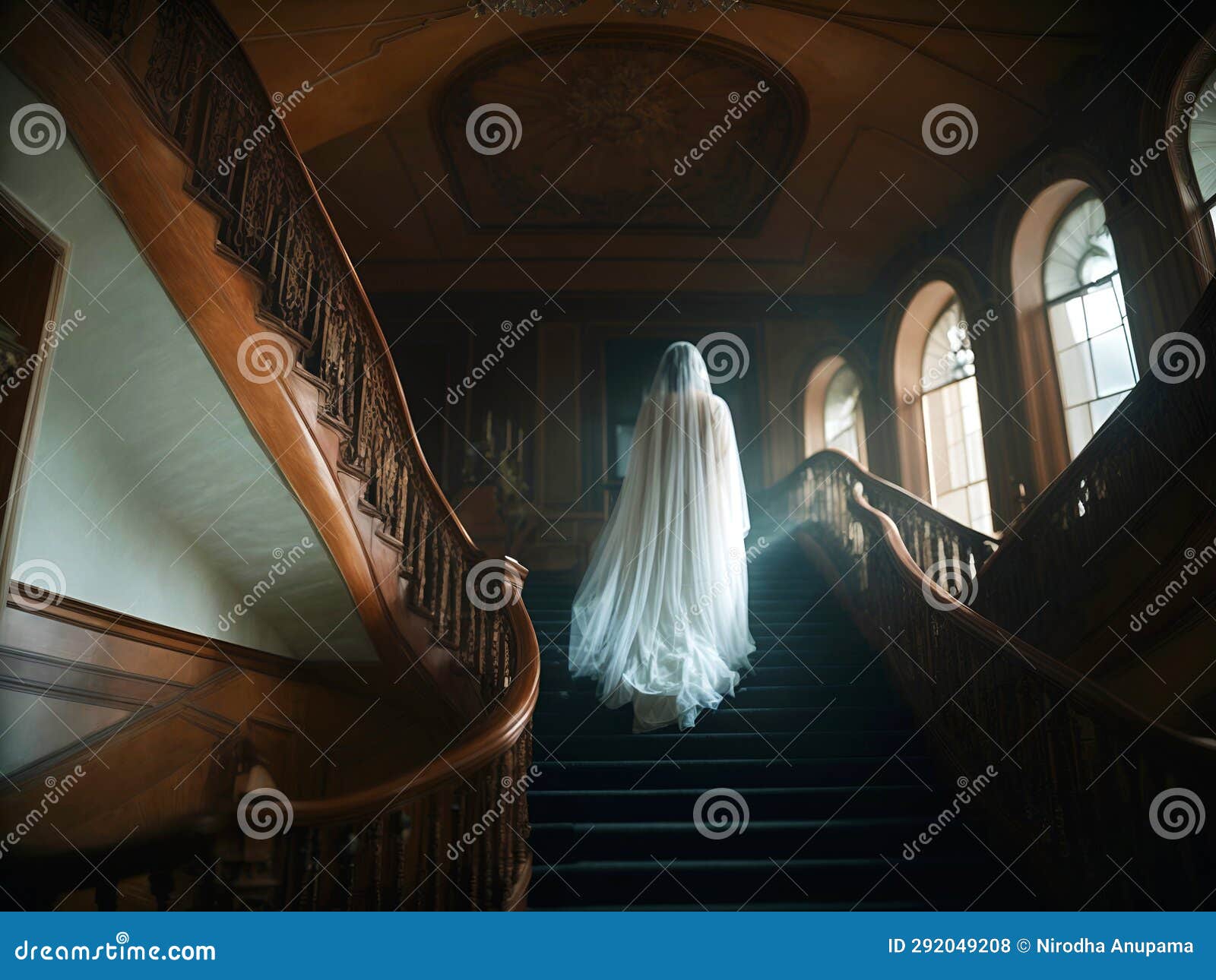 Ghost in stare case stock illustration. Illustration of generated ...