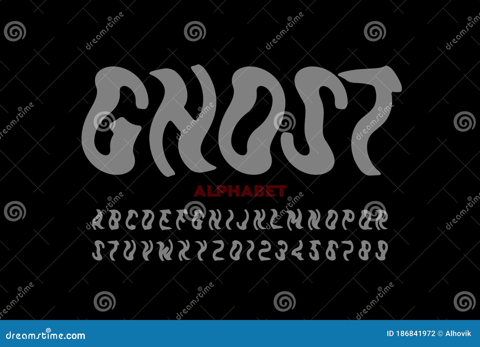 Ghost Alphabet Vector Font. Type Letters Symbols And Numbers ...
