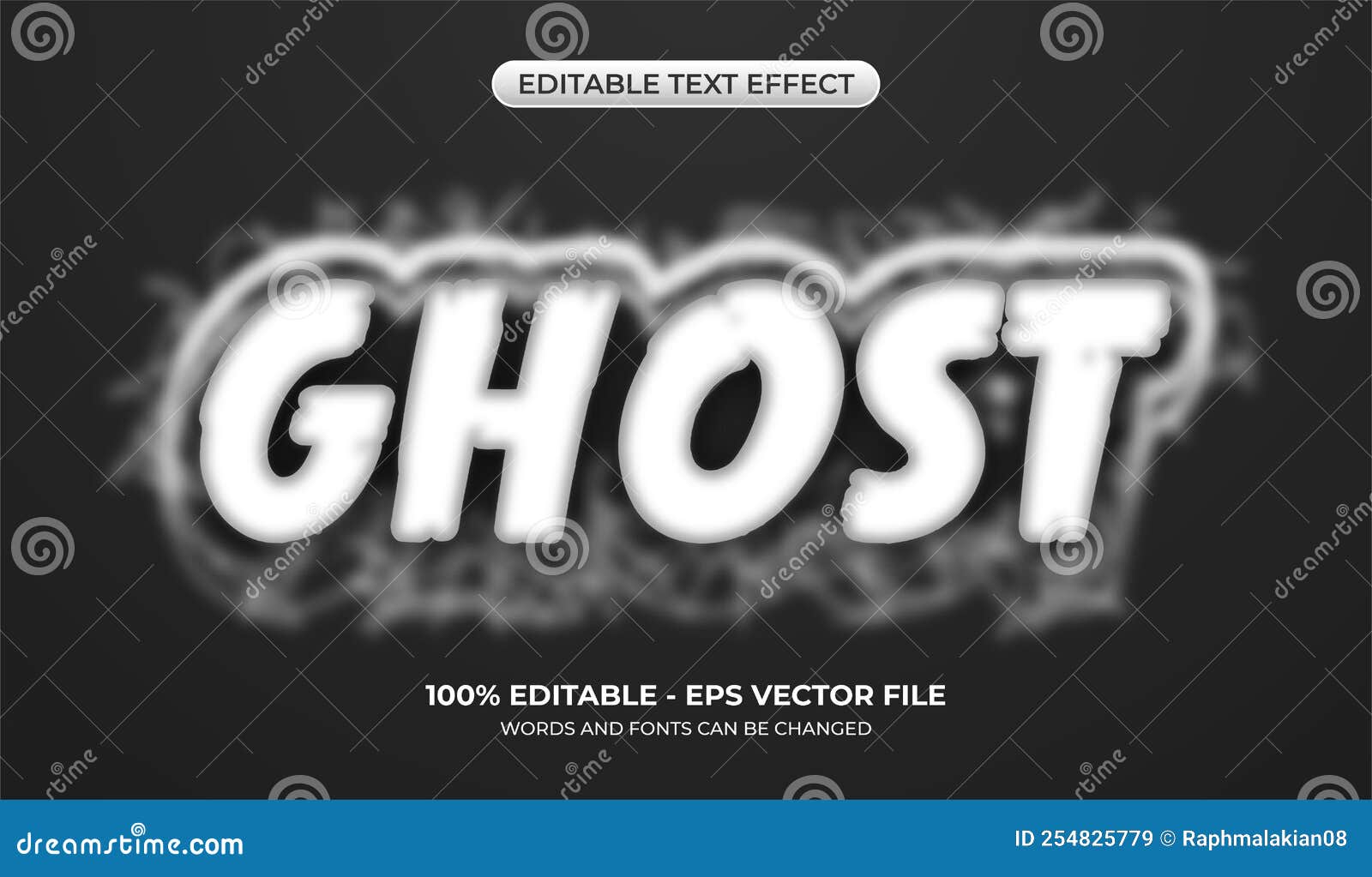 Ghost Text Effect. Editable Scary Paranormal Text Effect Stock Vector ...