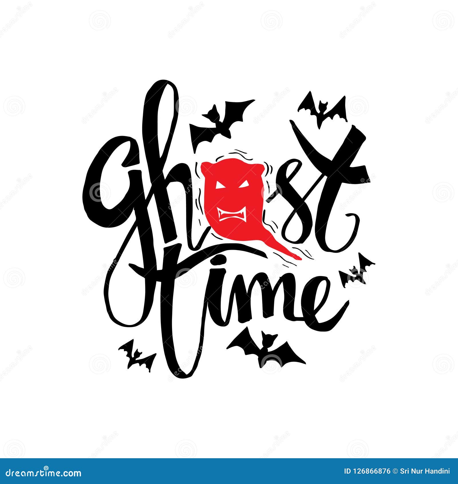 Ghost Time Hand Lettering. Design Element for Halloween Stock ...
